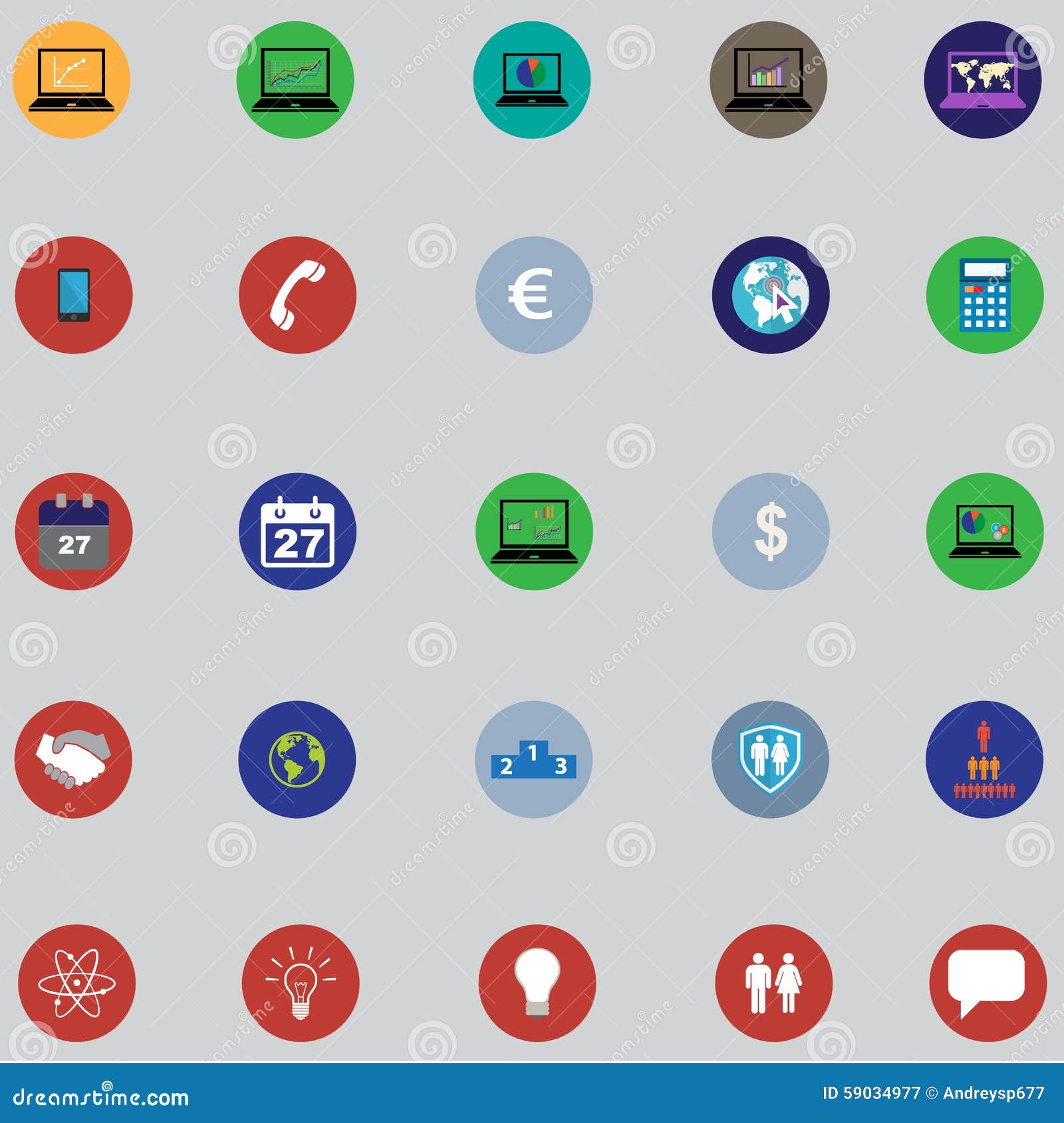 Set of Icons with Elements in Flat Design Stock Vector - Illustration ...