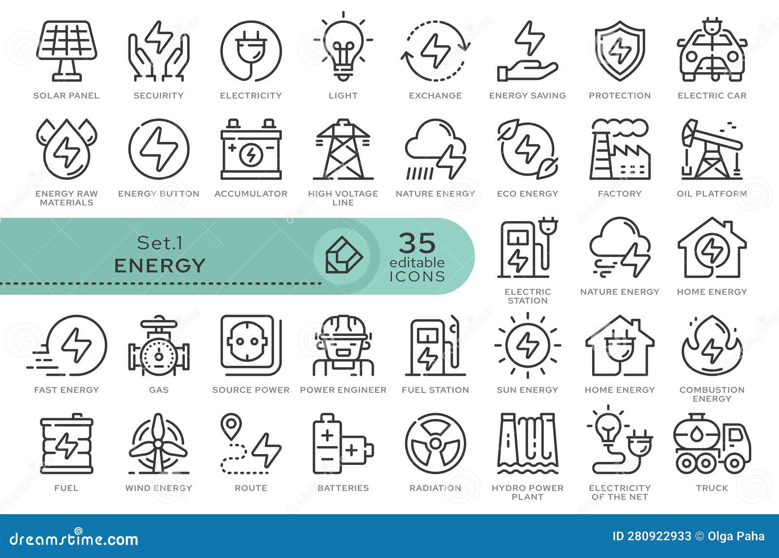 Set icons energy 01 stock vector. Illustration of vector - 280922933