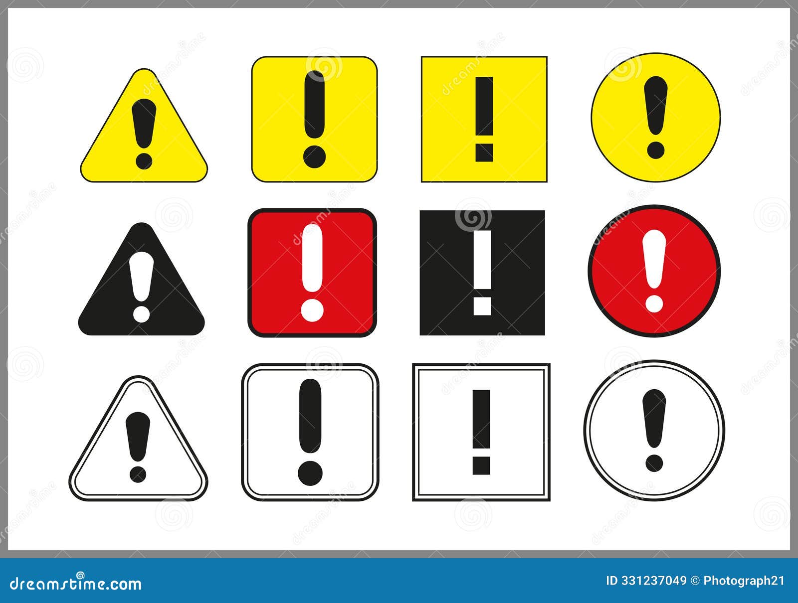 Set of Icons with Exclamation Point Stock Illustration - Illustration ...