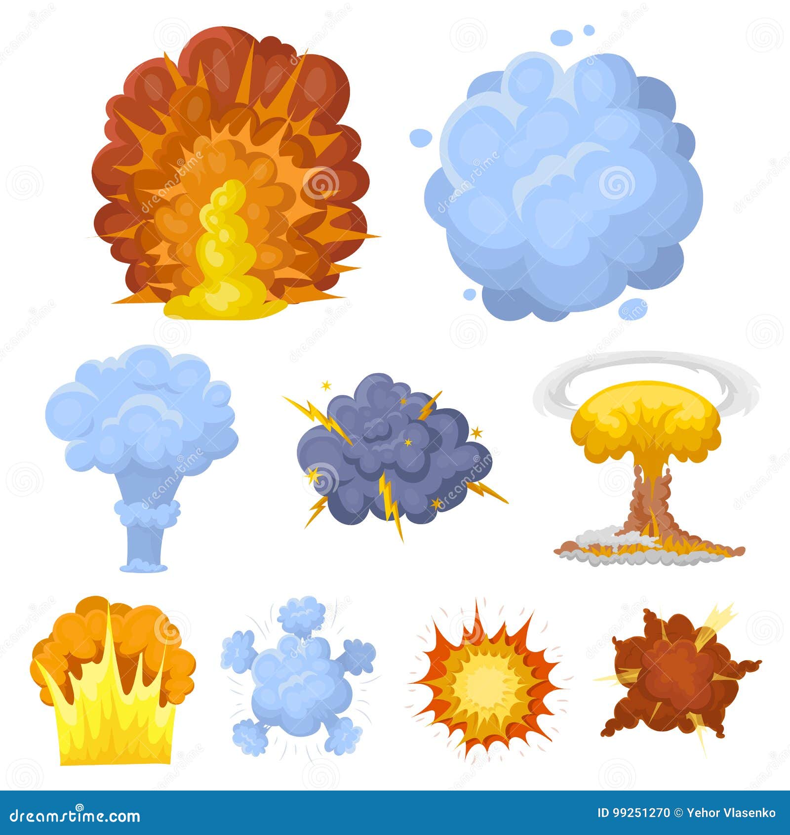 Various Explosions, a Cloud of Smoke and Fire.Explosions Icon in Set ...