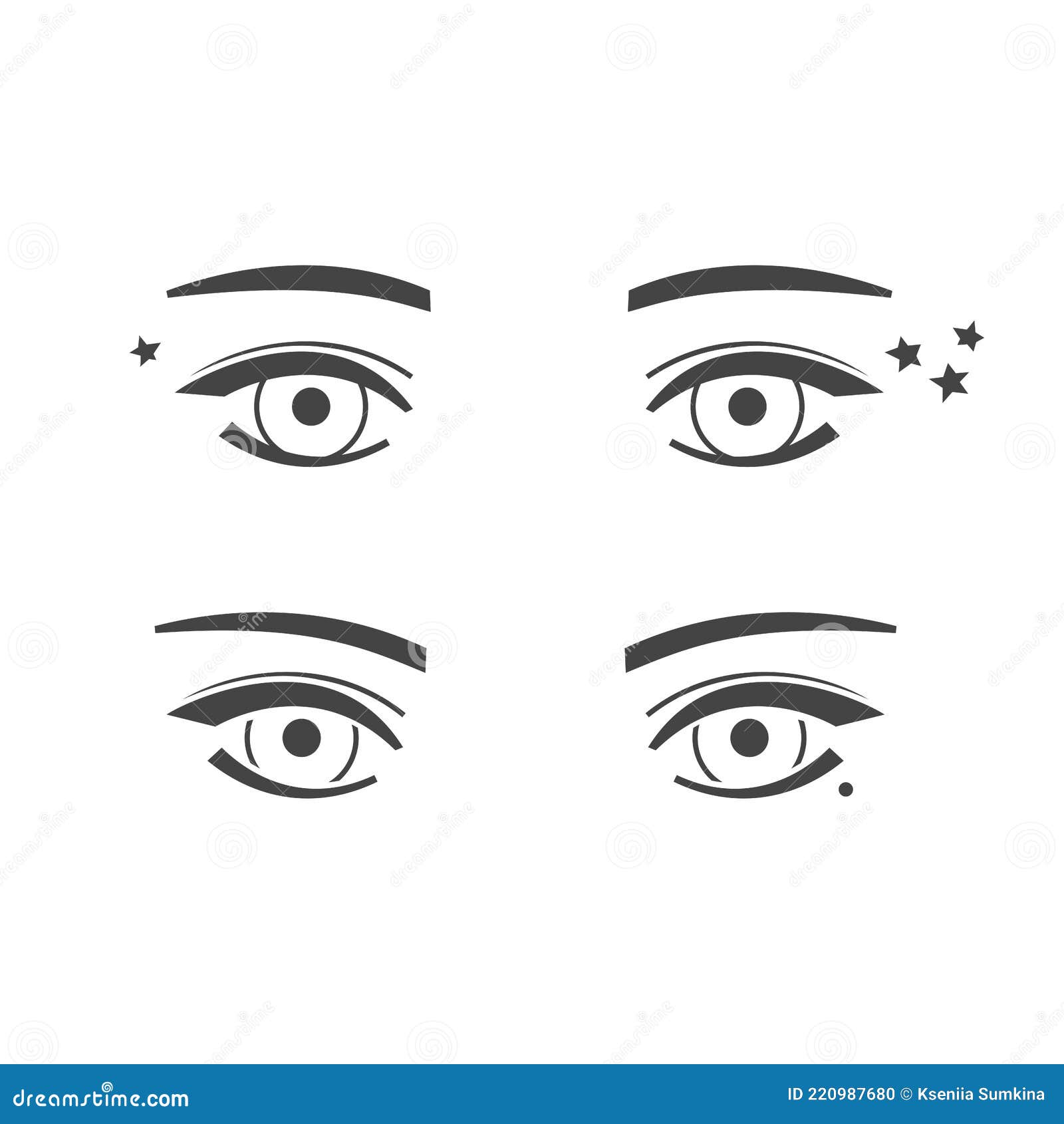 Set of Icons of Female Eyes, Vector Stock Vector - Illustration of brow ...