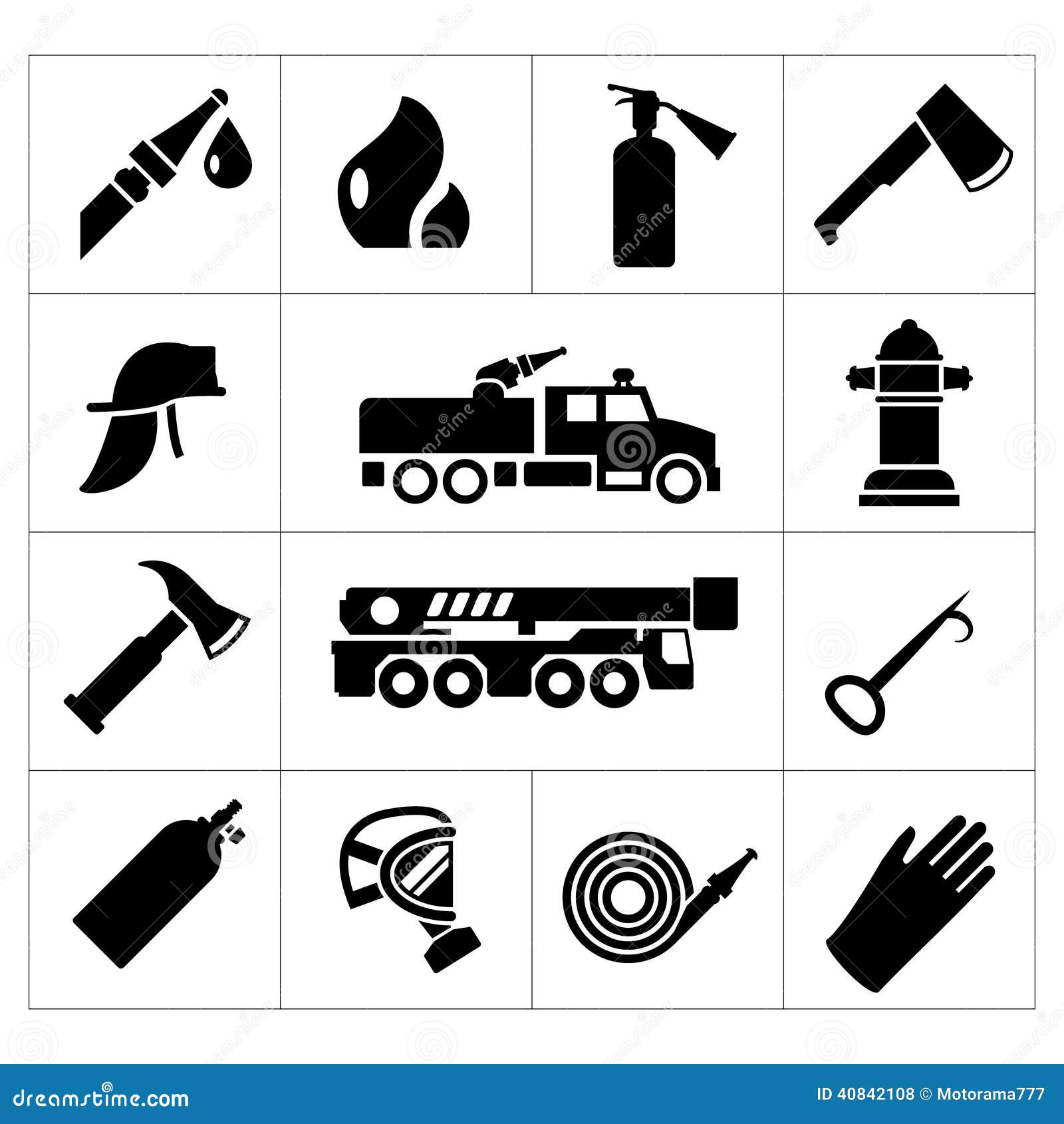 Set Icons of Firefighter and Fireman Stock Vector - Illustration of ...
