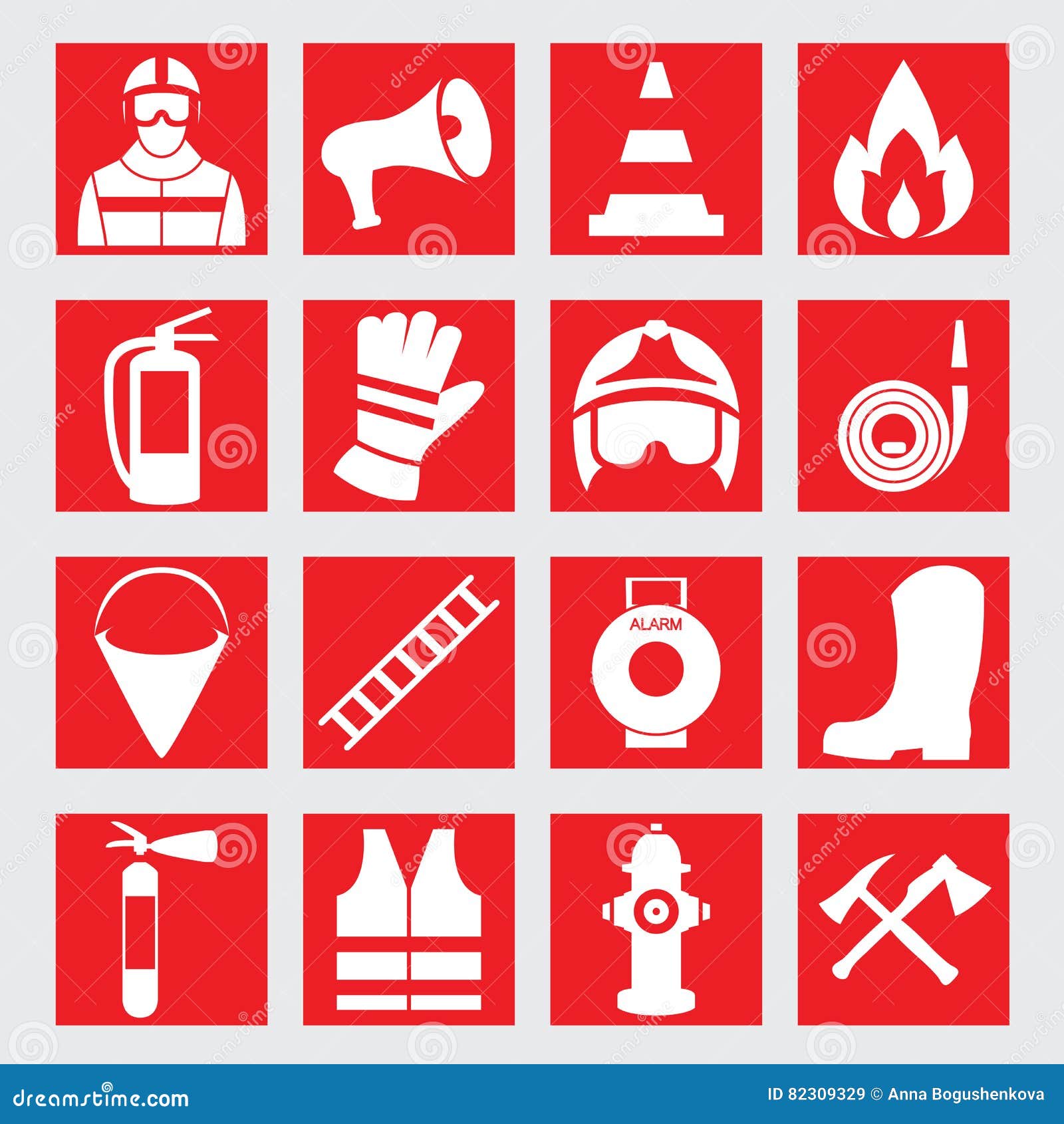 Set Icons of Firefighting Equipment Illustration Stock Illustration ...