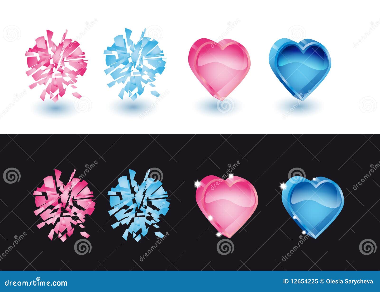 Set of icons in form heart stock vector. Illustration of colourful ...