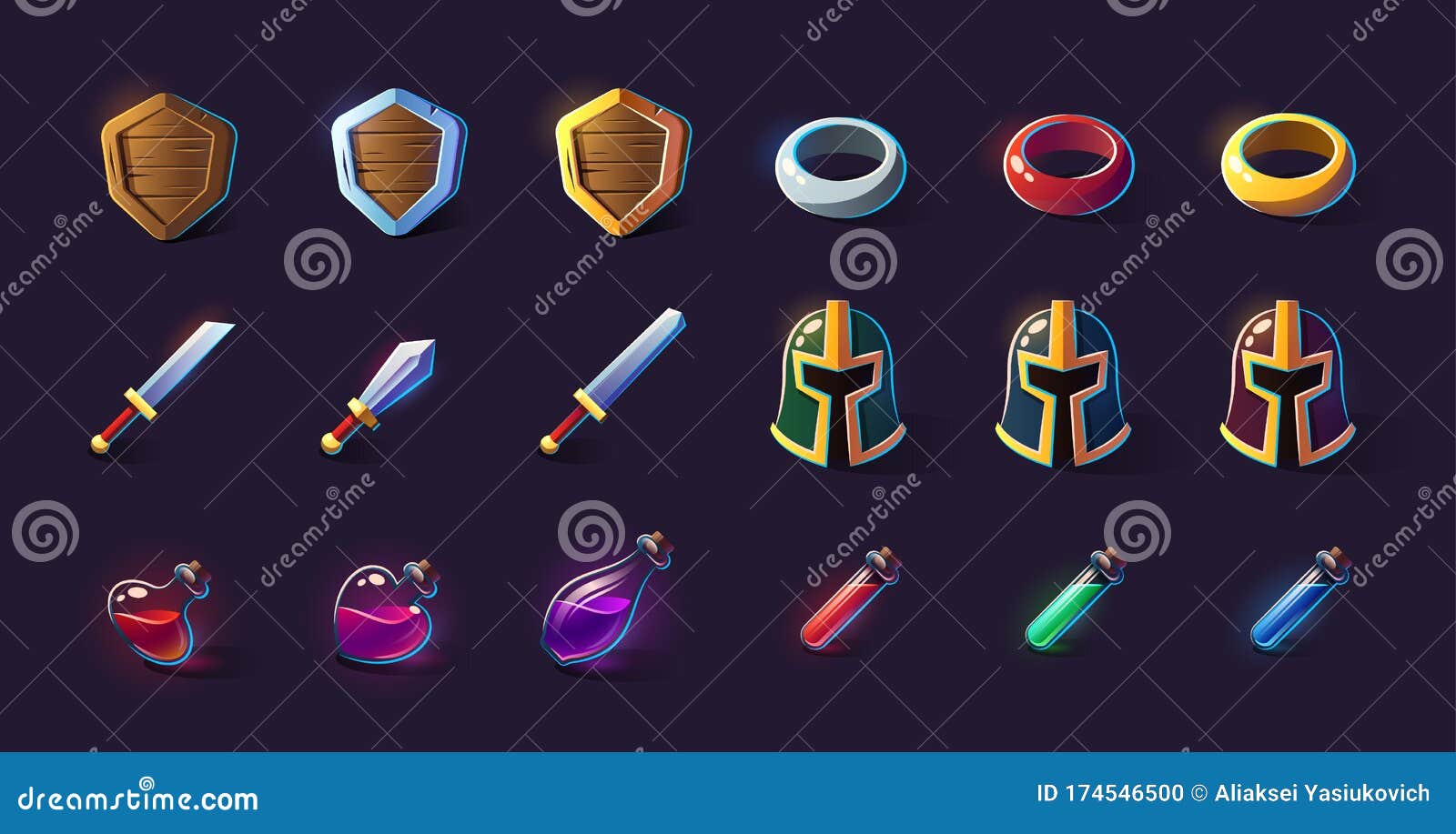 Set of icons for games. stock vector. Illustration of cartoon - 174546500