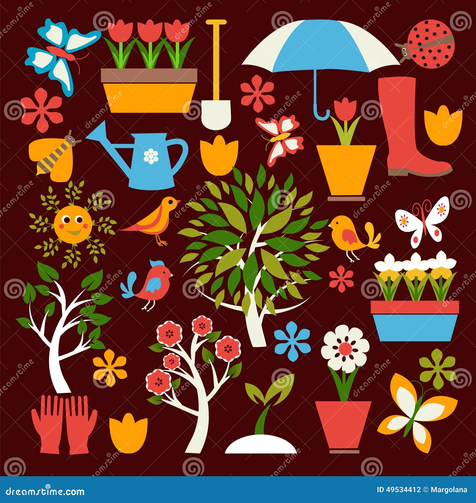 Set Icons of Gardening and Spring Related Items Stock Vector ...