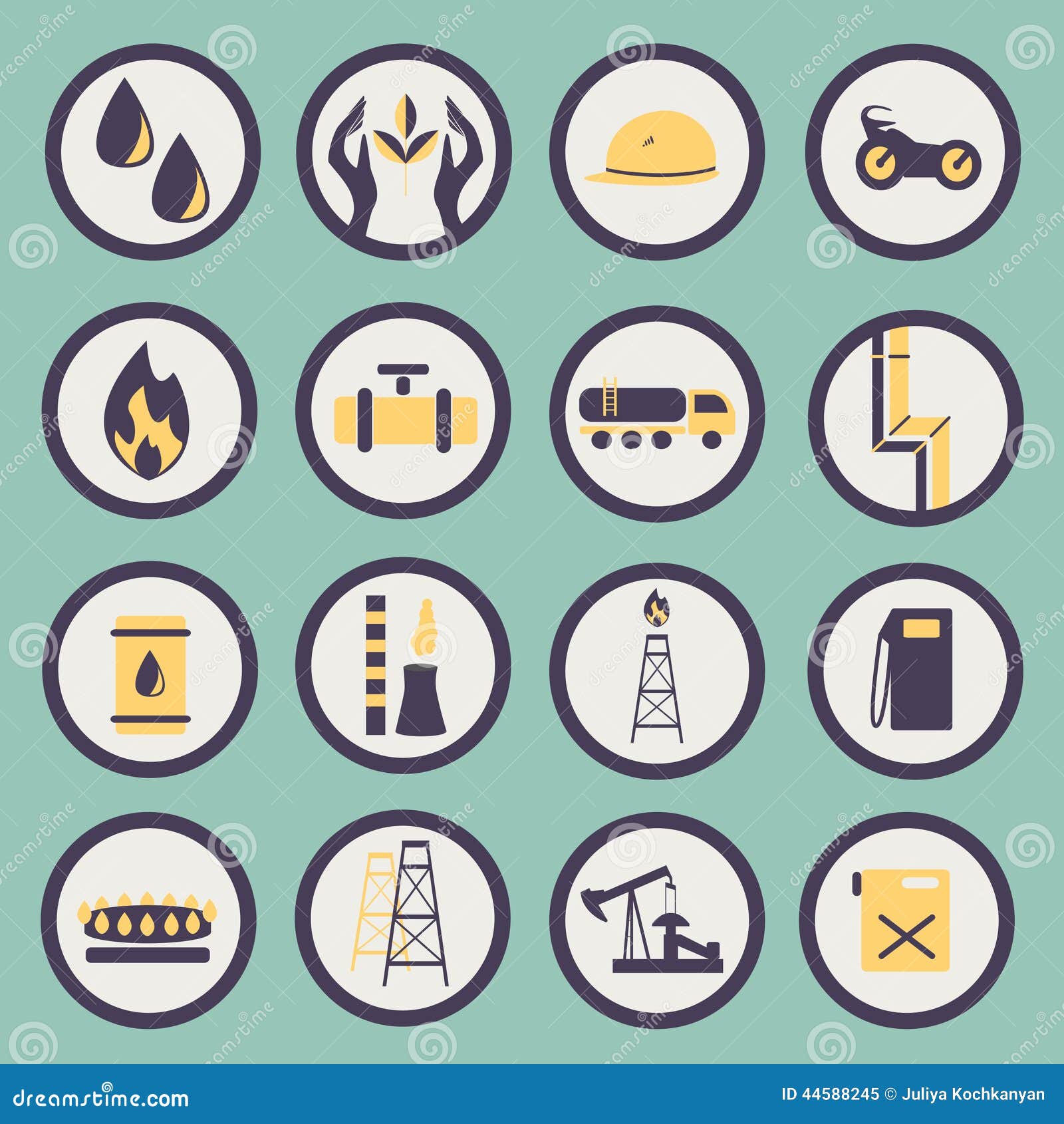 Set of Icons of the Gas and Oil Industry Stock Vector - Illustration of ...