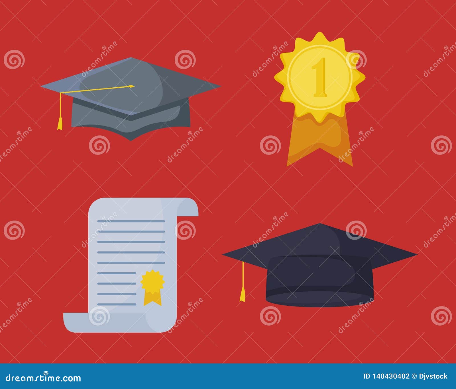 Set of Icons Graduation Celebration Stock Vector - Illustration of ...