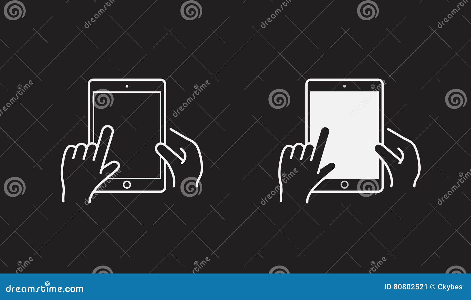 Set of Icons with Hands Holding Smart Device Stock Vector ...