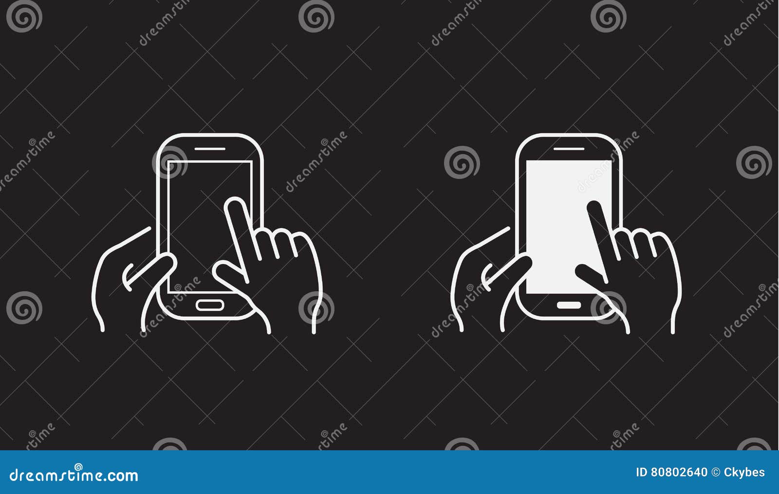 Set of Icons with Hands Holding Smart Device Stock Vector ...