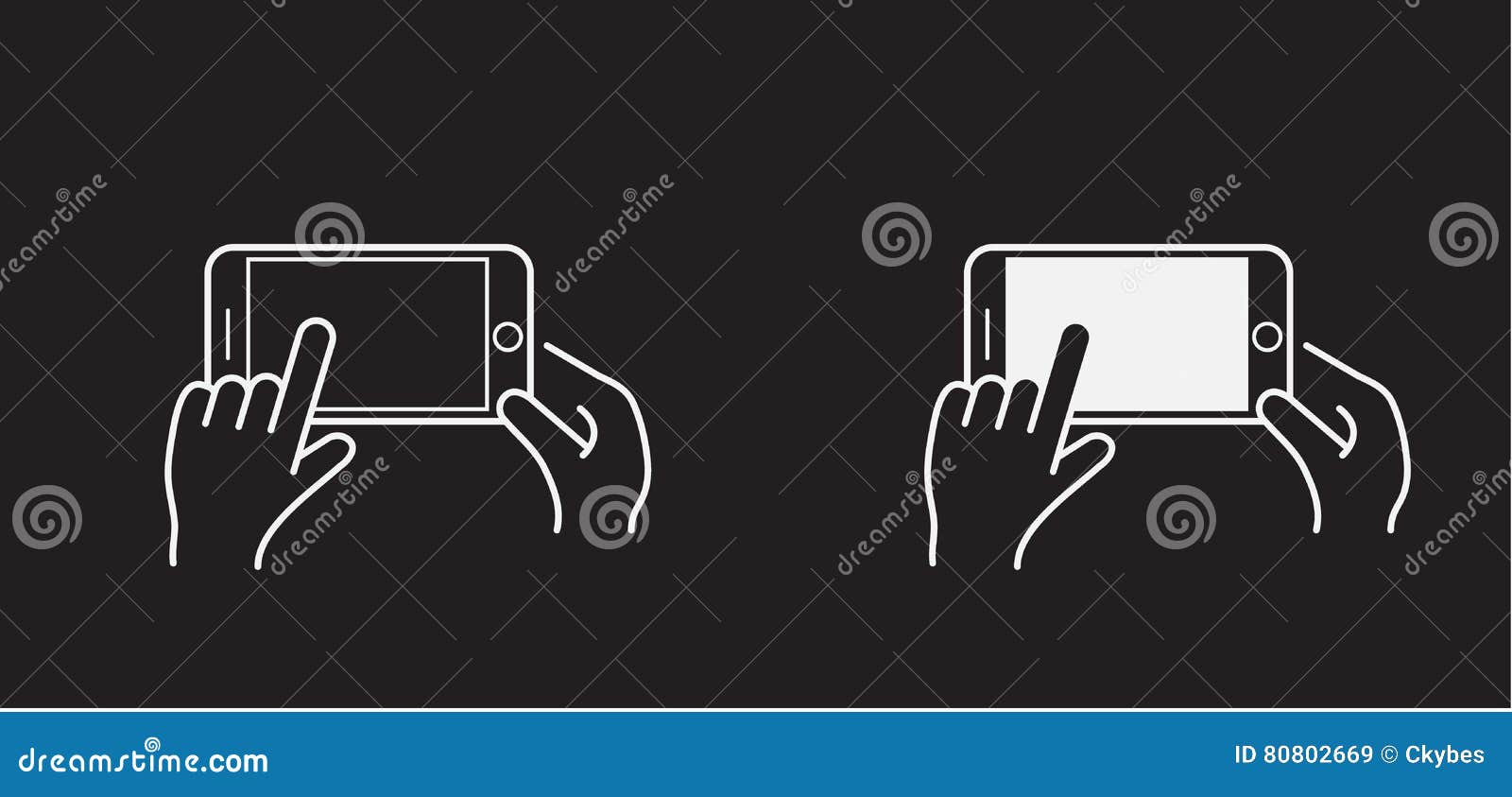 Set of Icons with Hands Holding Smart Device Stock Vector ...