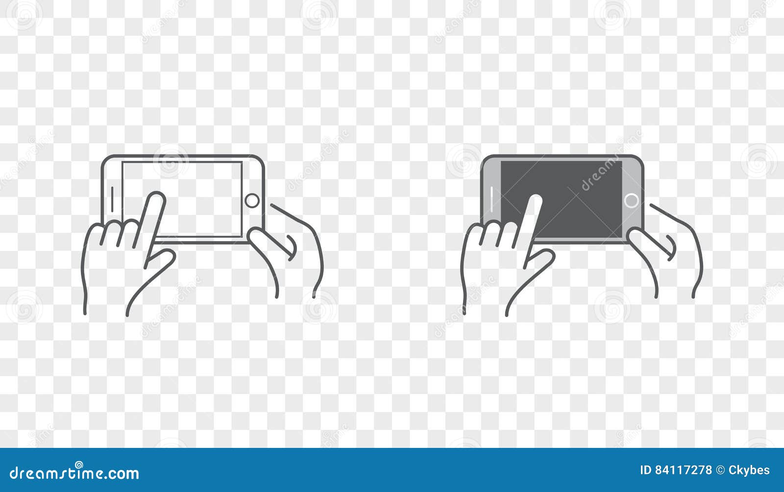 Set of Icons with Hands Holding Smart Device with Gestures Stock Vector ...