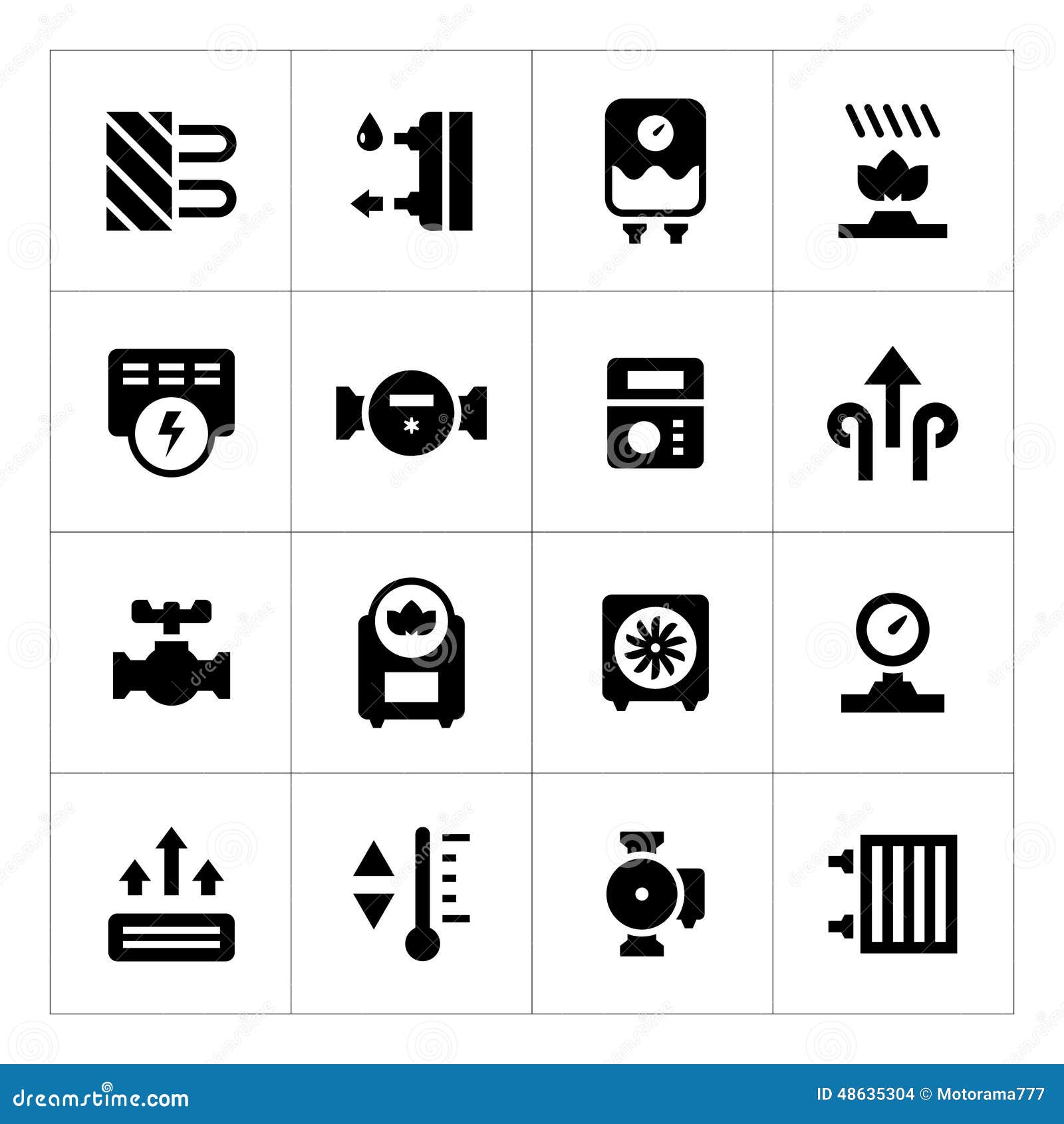 Set icons of heating stock vector. Illustration of forced - 48635304