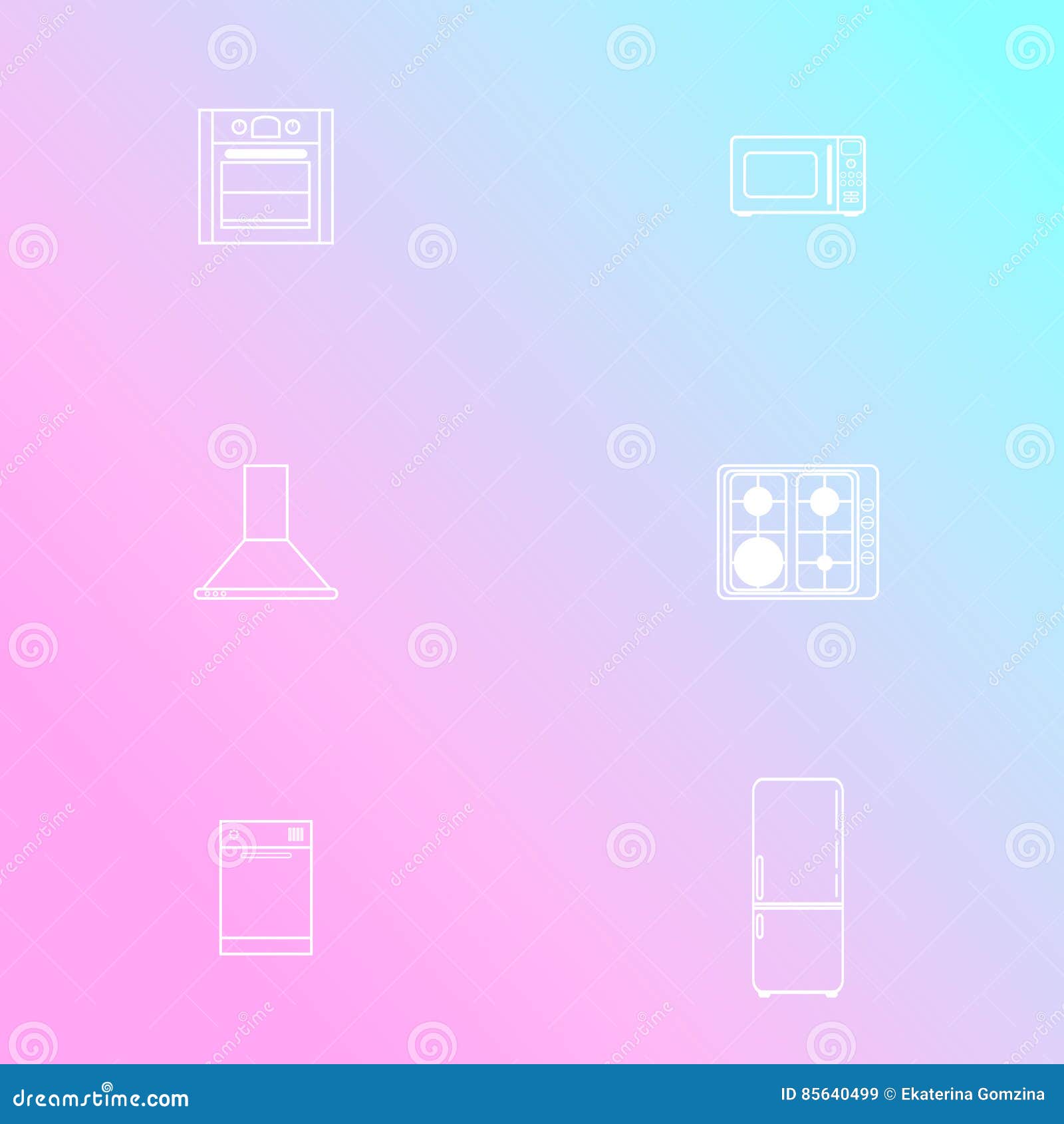 Set of Icons of Home Appliances in Flat Style. Simple Icons on Gradient Background. Vector ...