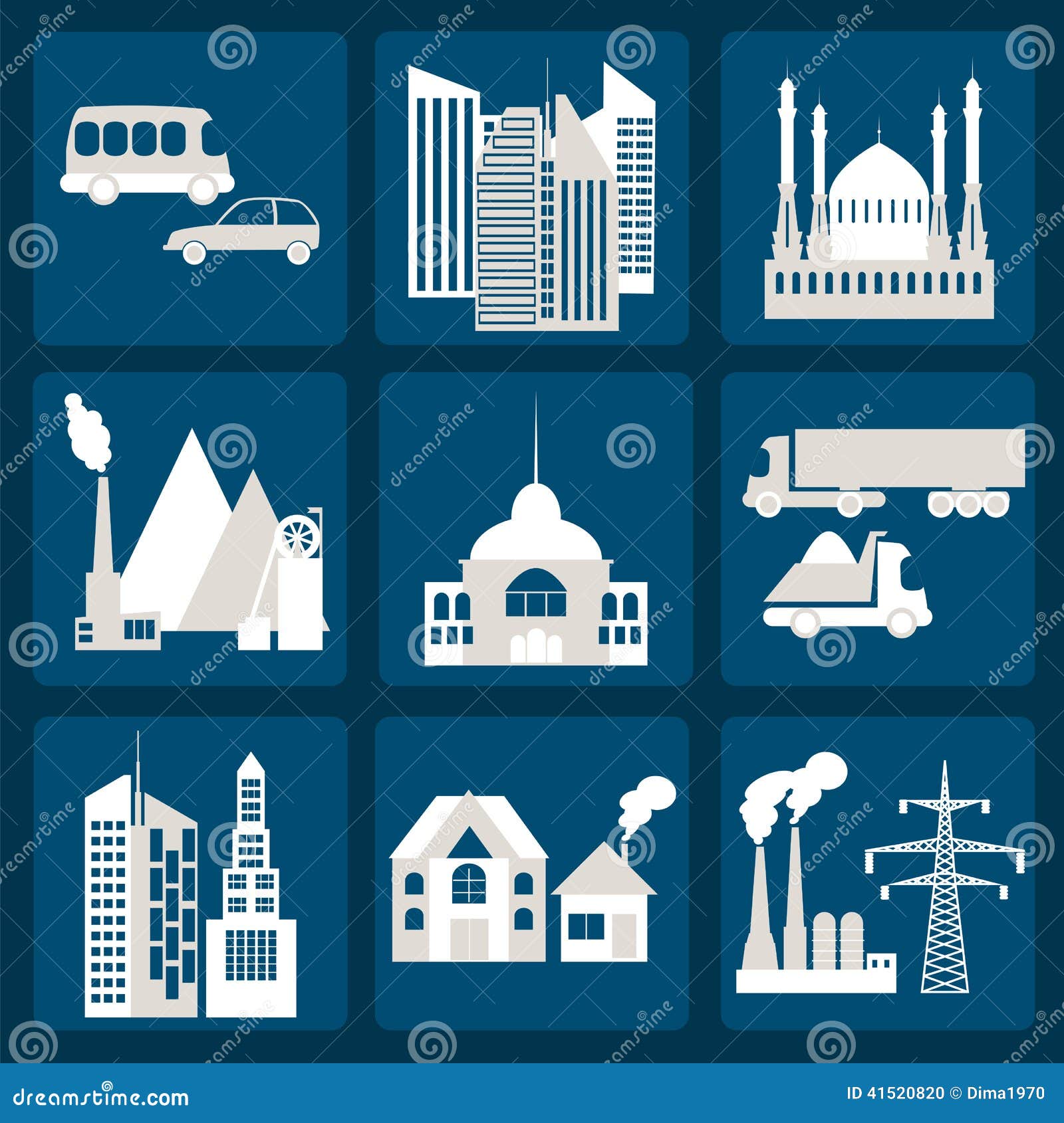 Set of Icons Infrastructure City Stock Vector - Illustration of diagram ...