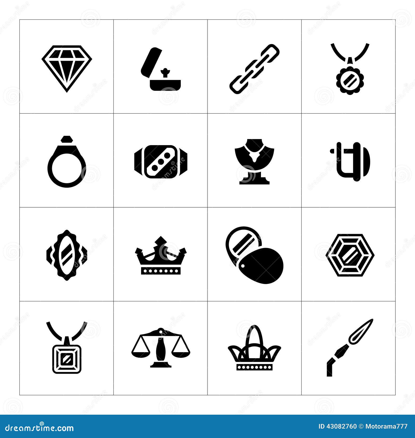 Set icons of jewelry stock vector. Illustration of crown - 43082760