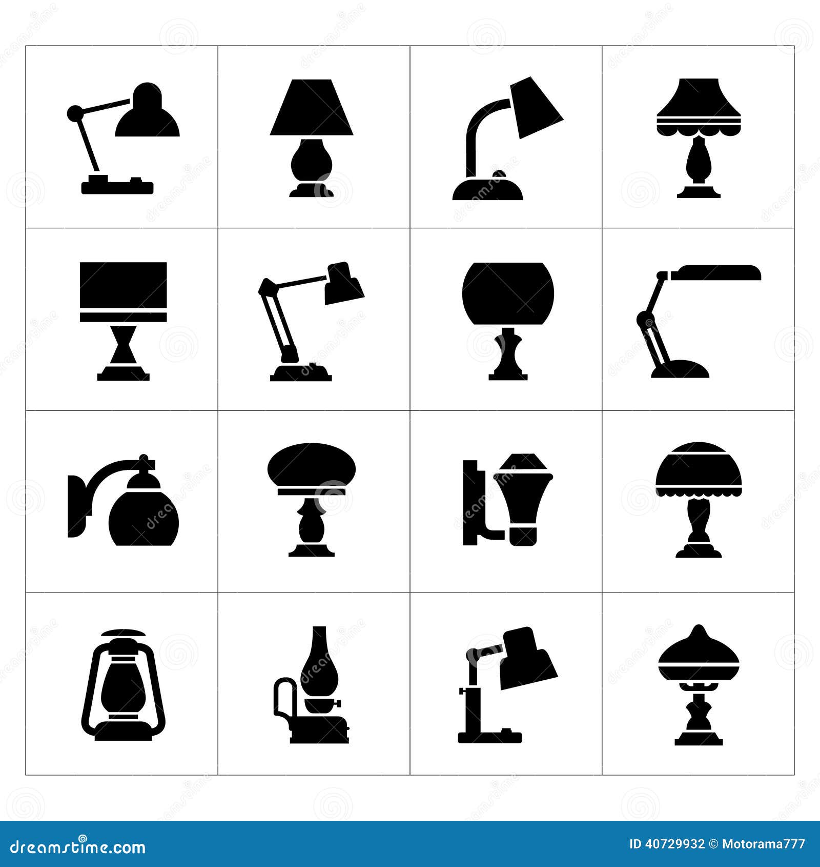 Set icons of lamps stock vector. Illustration of equipment - 40729932