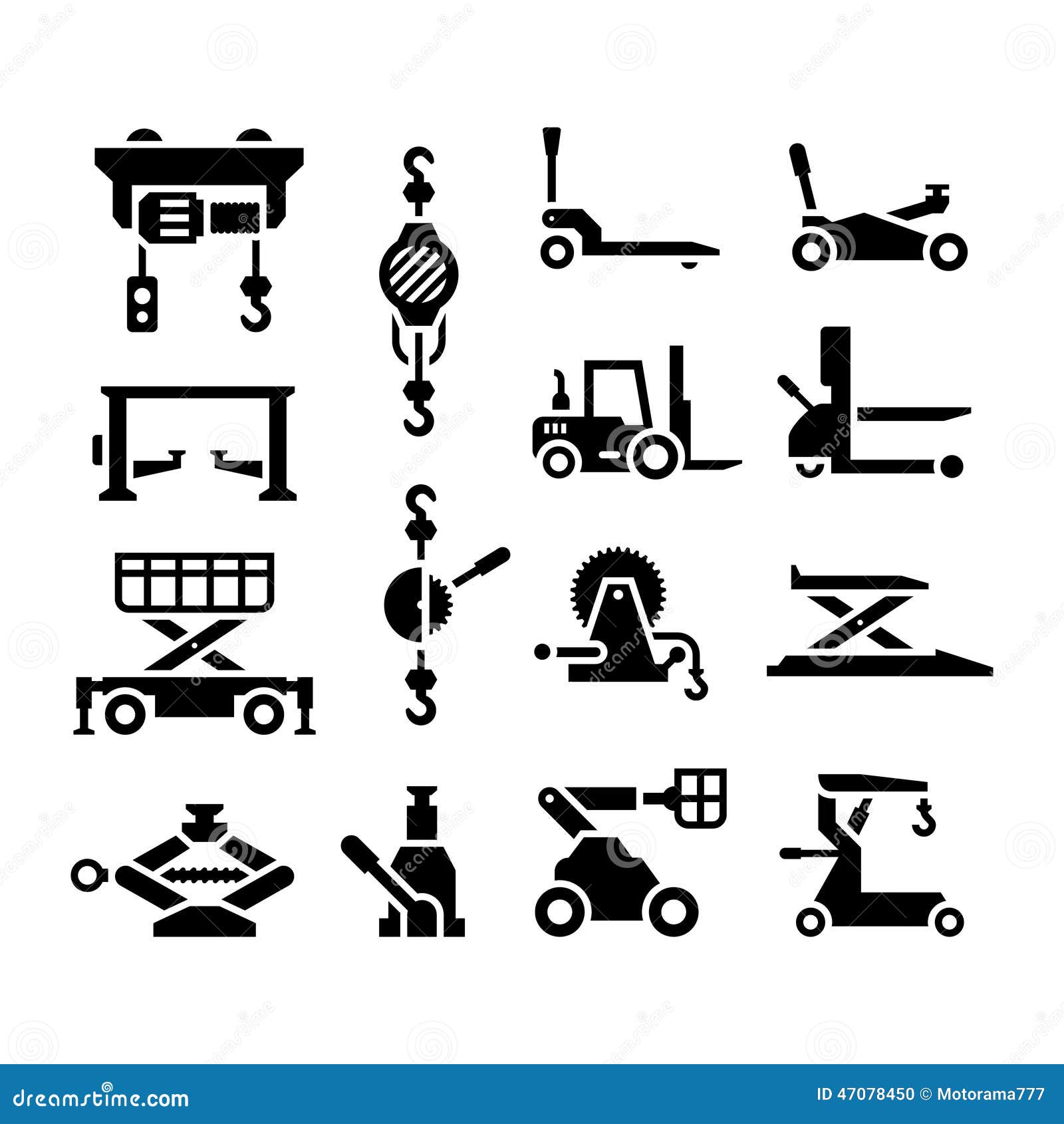 Set Icons of Lifting Equipment Stock Vector - Illustration of loader ...
