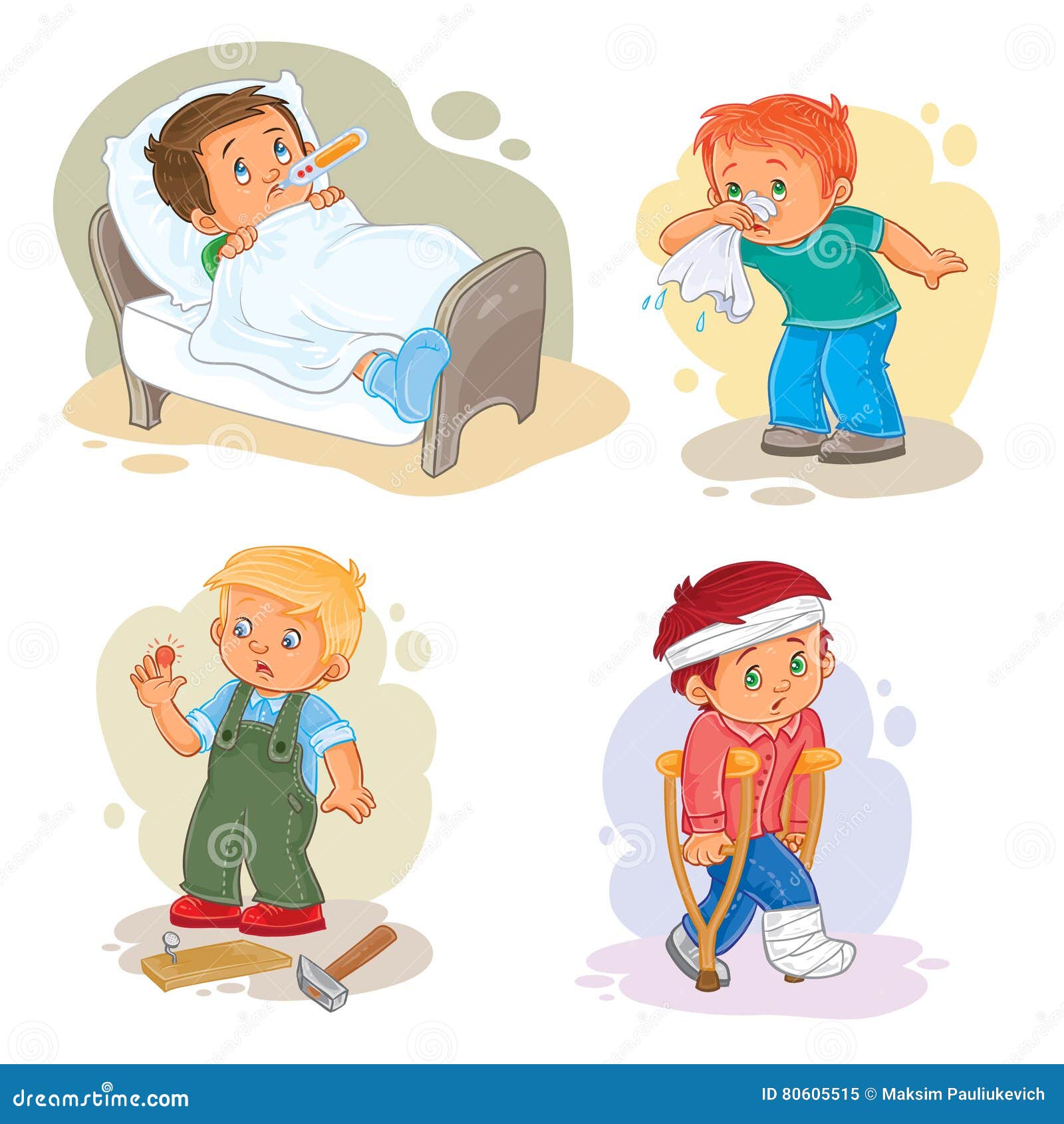 Set With Sick People. Cartoon Vector | CartoonDealer.com #72361963