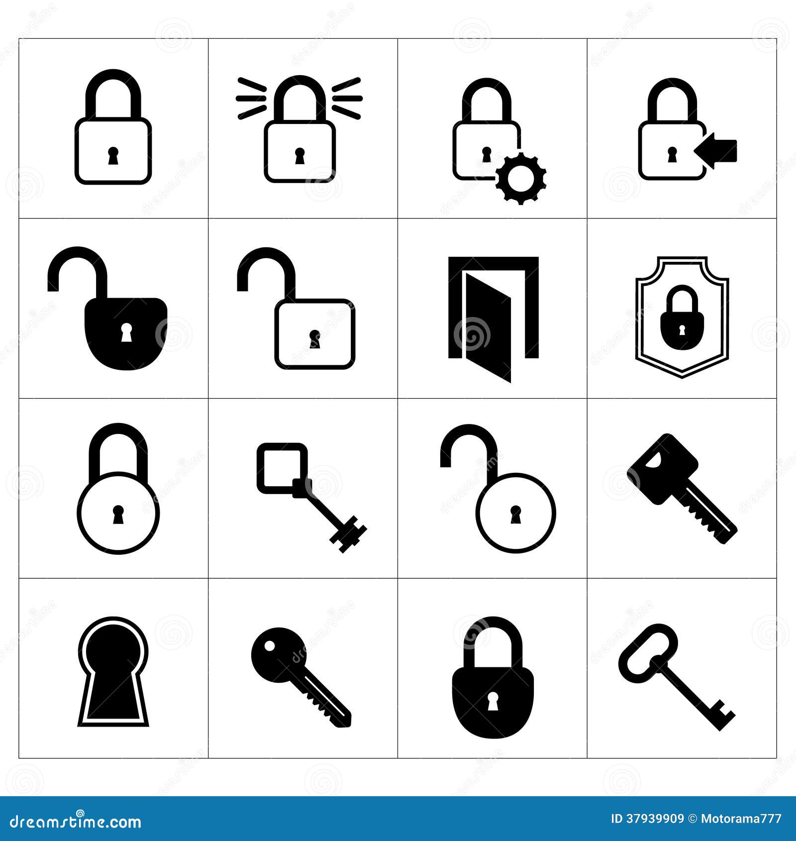Set Icons of Locks and Keys Stock Vector - Illustration of padlock ...