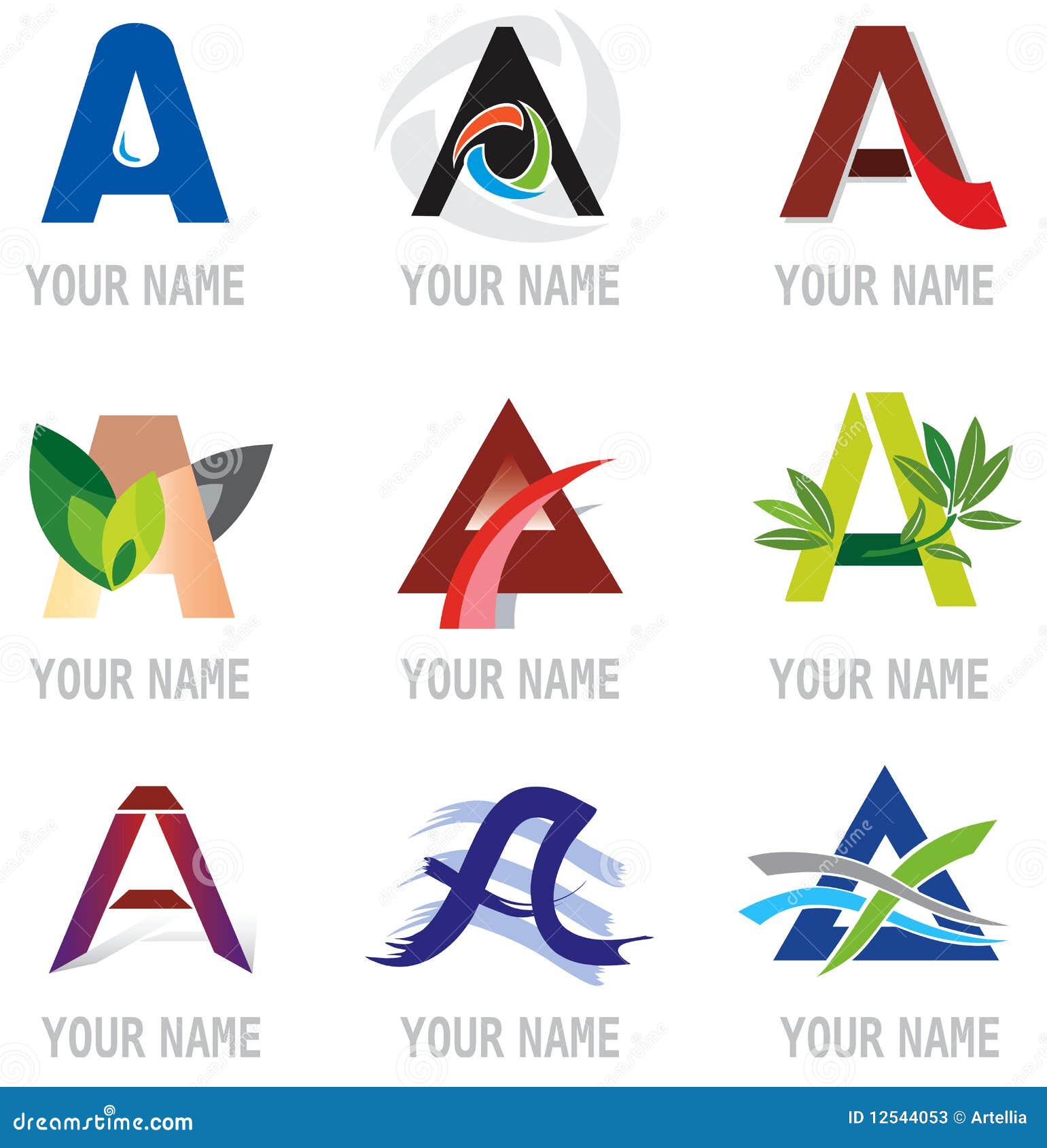 Set of Icons and Logo Elements Letter a Vector Illustration Stock ...