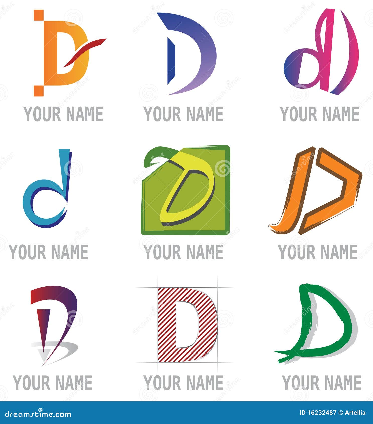 Set of Icons and Logo Elements Letter D Stock Vector - Illustration of ...