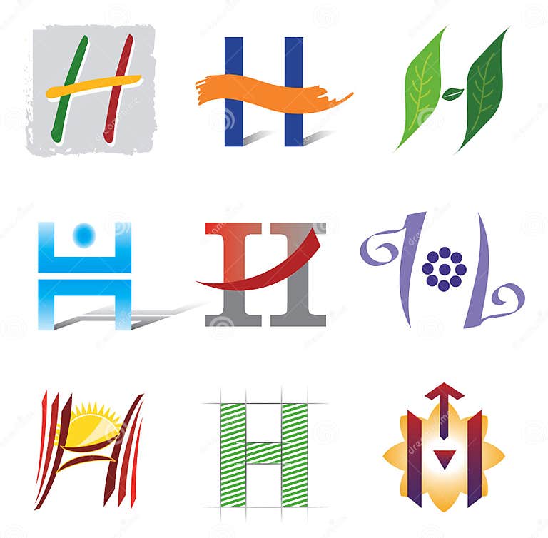Set of Icons and Logo Elements Letter H Stock Vector - Illustration of ...
