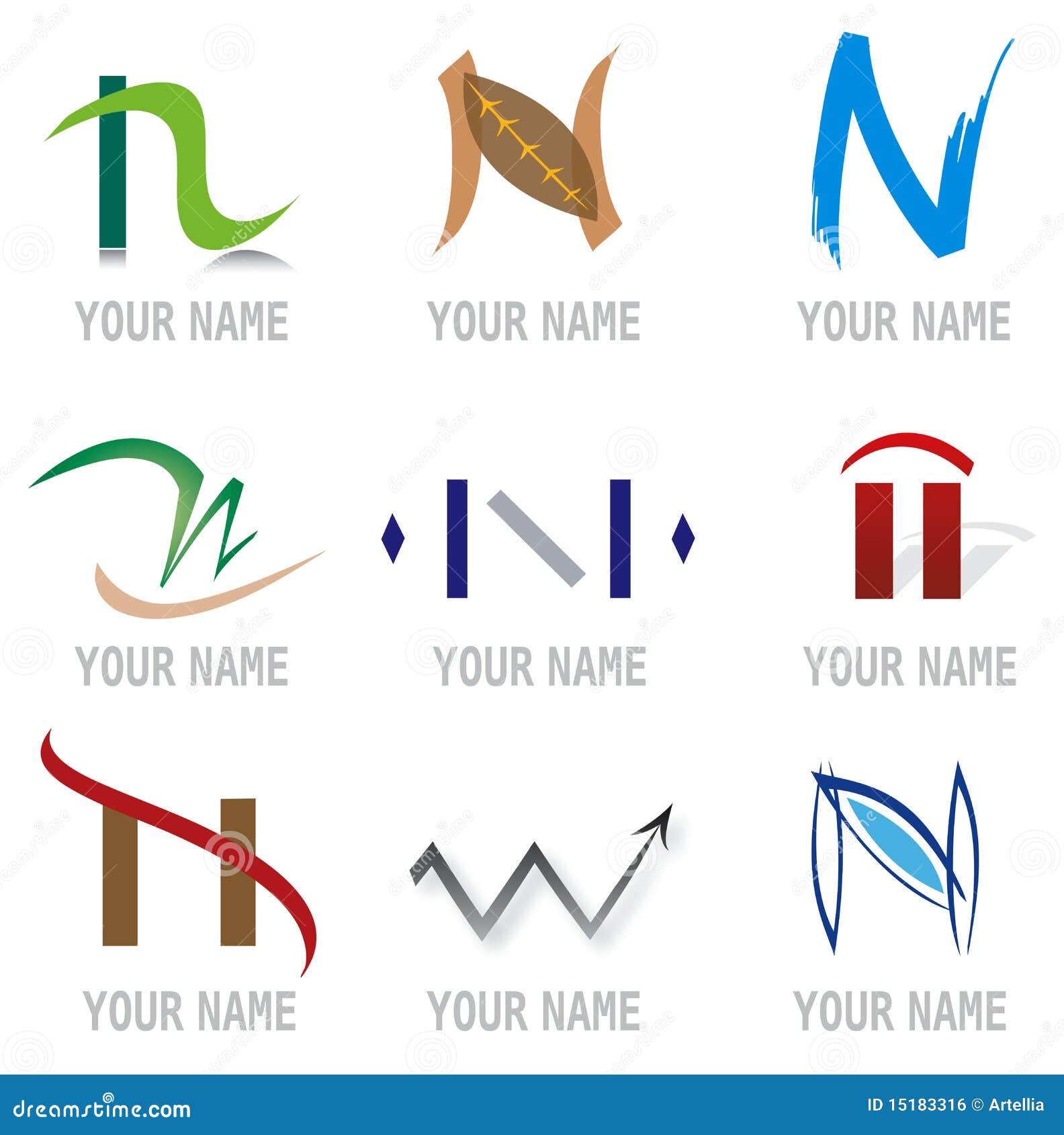 Set of Icons and Logo Elements Letter N Stock Vector - Illustration of ...