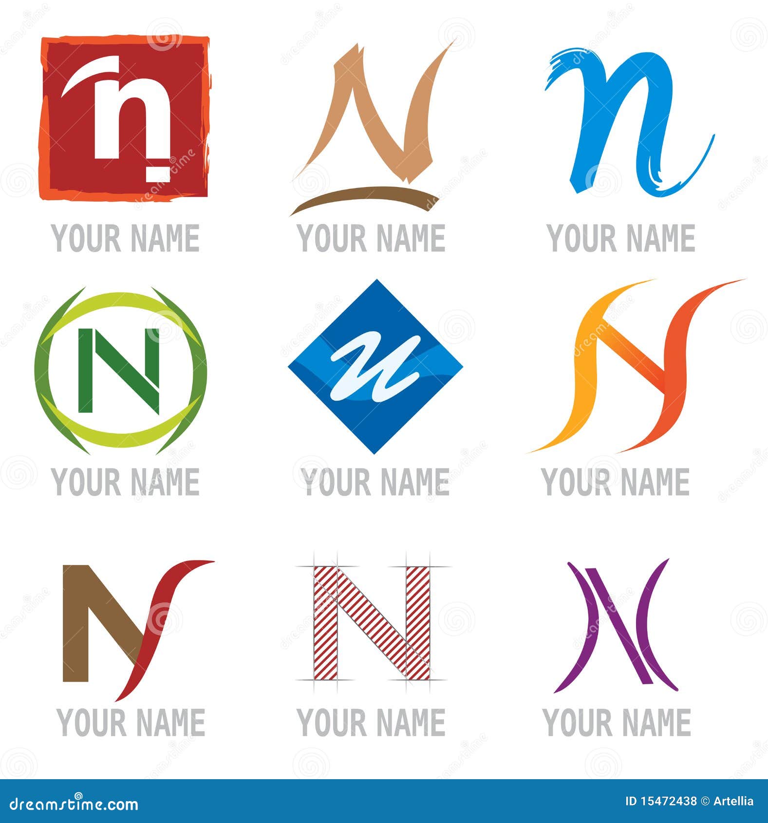 Set of Icons and Logo Elements Letter N Stock Vector - Illustration of ...