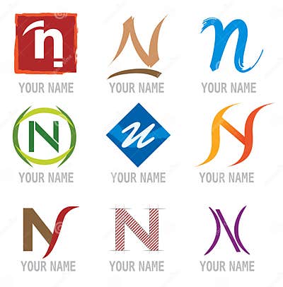 Set of Icons and Logo Elements Letter N Stock Vector - Illustration of ...