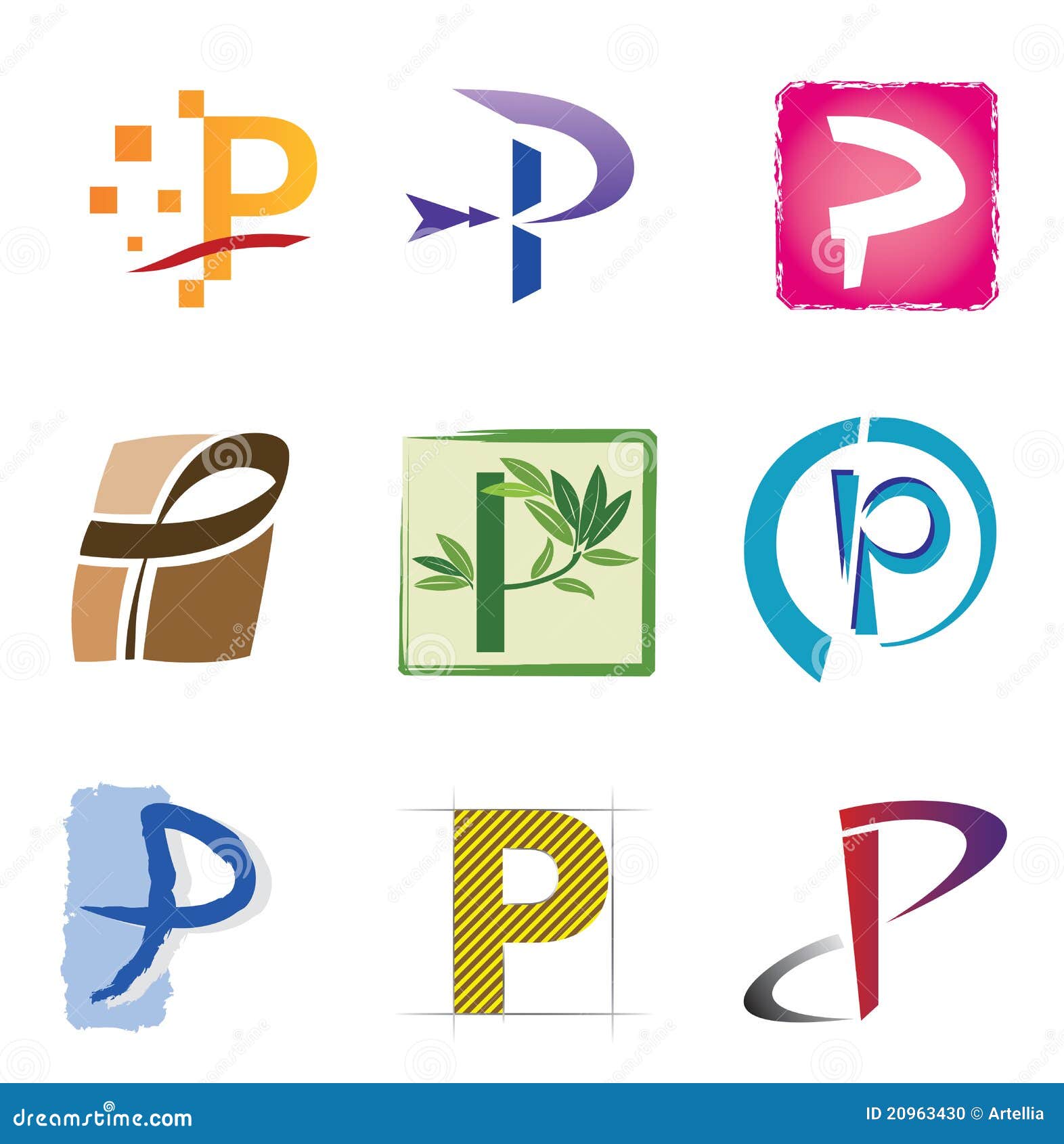 Set of Icons and Logo Elements Letter P Stock Vector - Illustration of ...