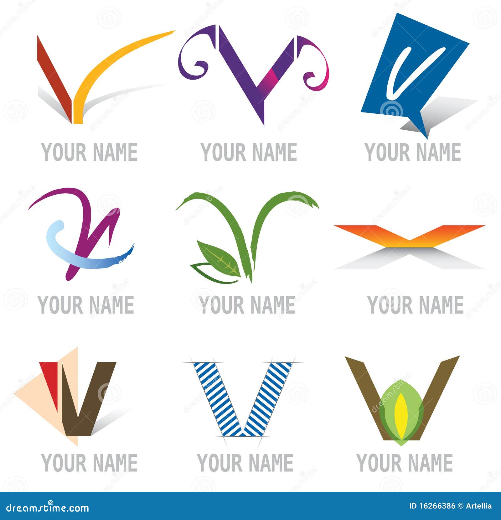 Set of Icons and Logo Elements Letter V Stock Vector - Illustration of ...