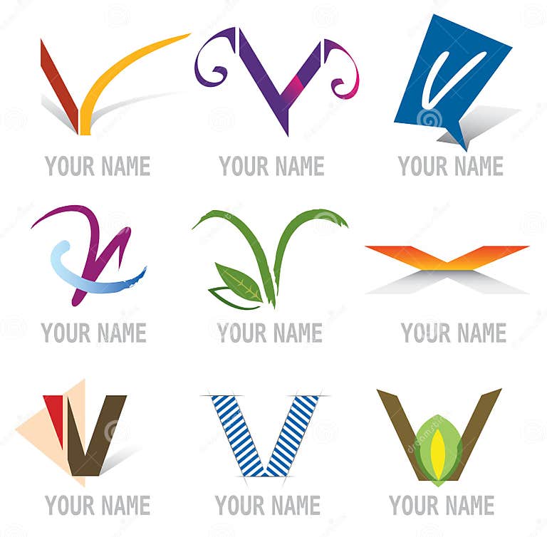 Set of Icons and Logo Elements Letter V Stock Vector - Illustration of ...