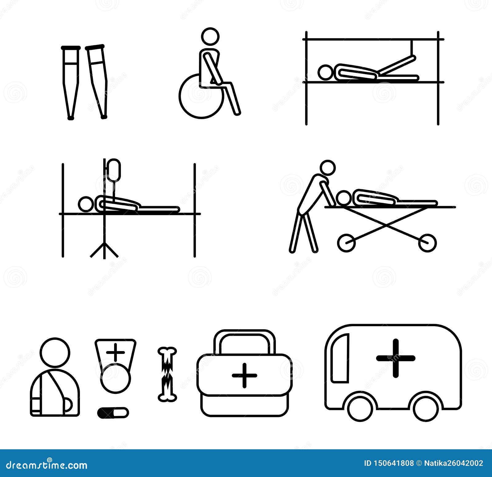 Set of Icons on the Medical Theme. Traumatology Stock Vector ...
