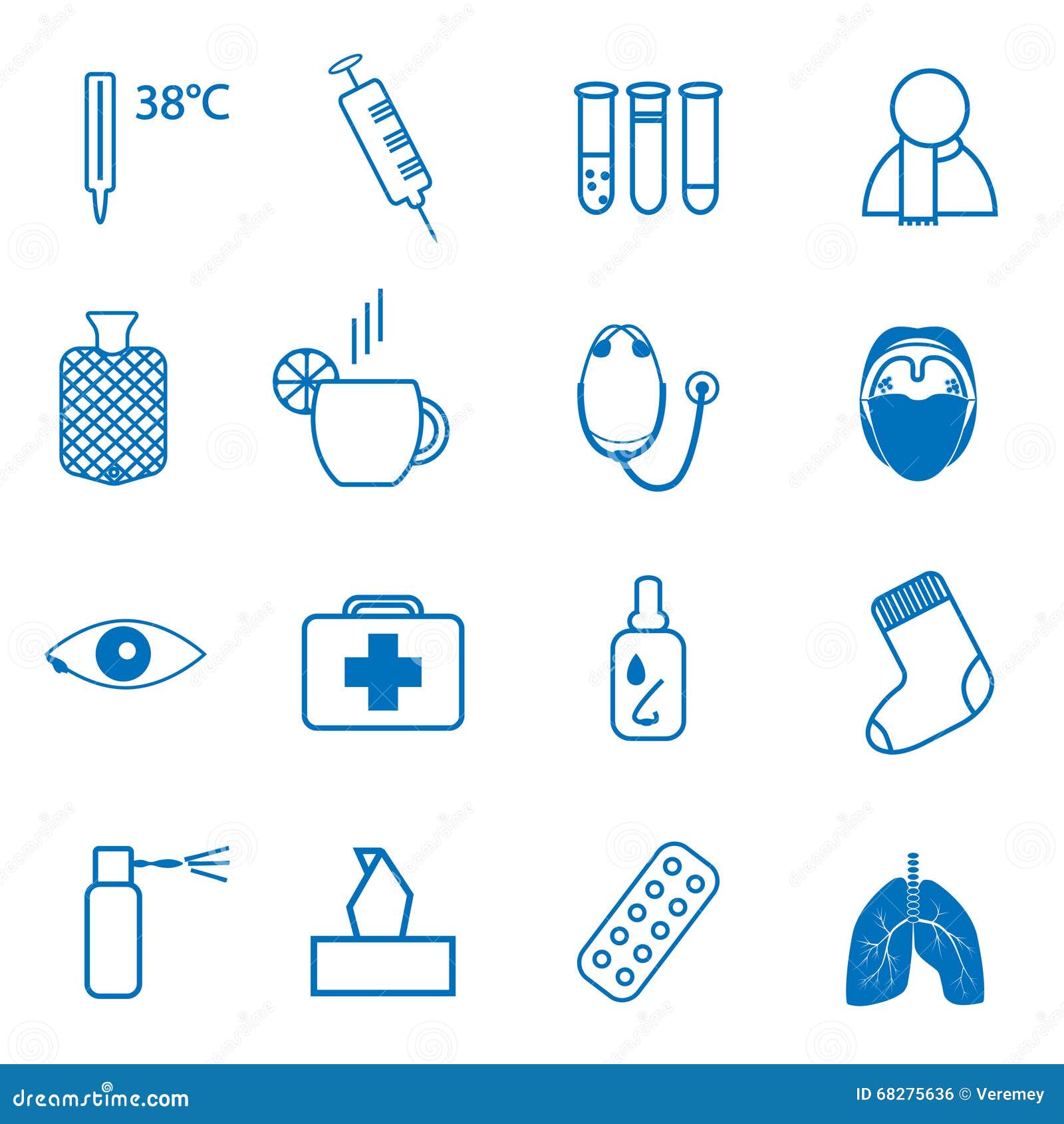 Set Icons on the Medical Theme, and Treatment of the Common Cold Stock ...