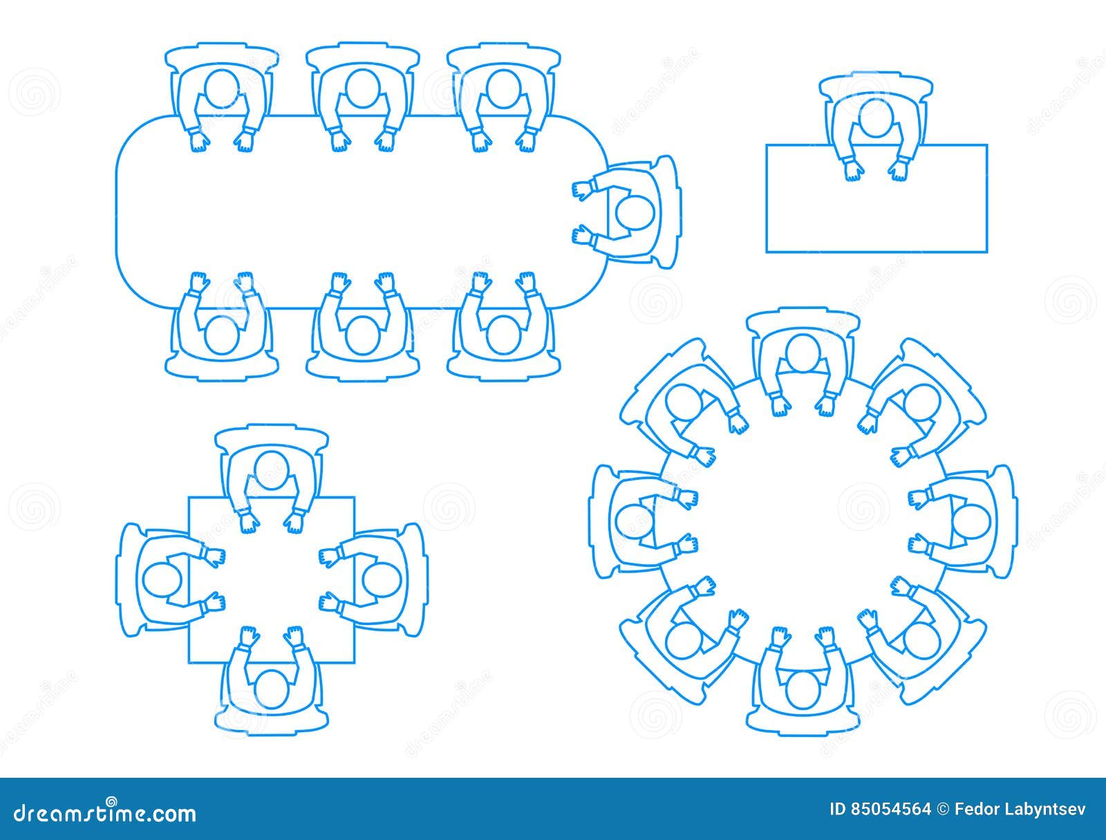 A Set of Icons a Meeting of Businessmen at a Table the Top View. Stock ...
