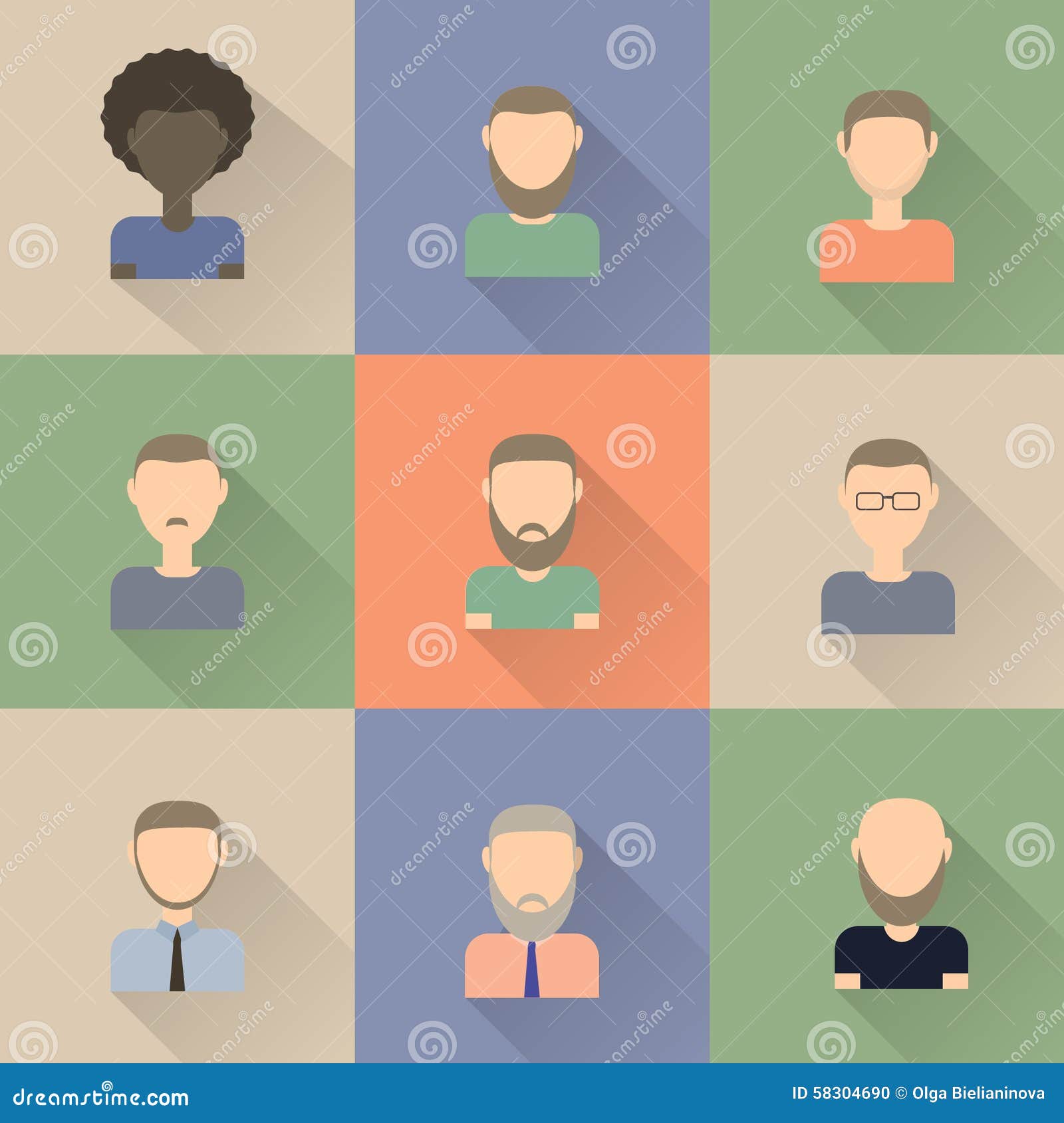 Set of Icons of Men in Flat Style Stock Vector - Illustration of ...