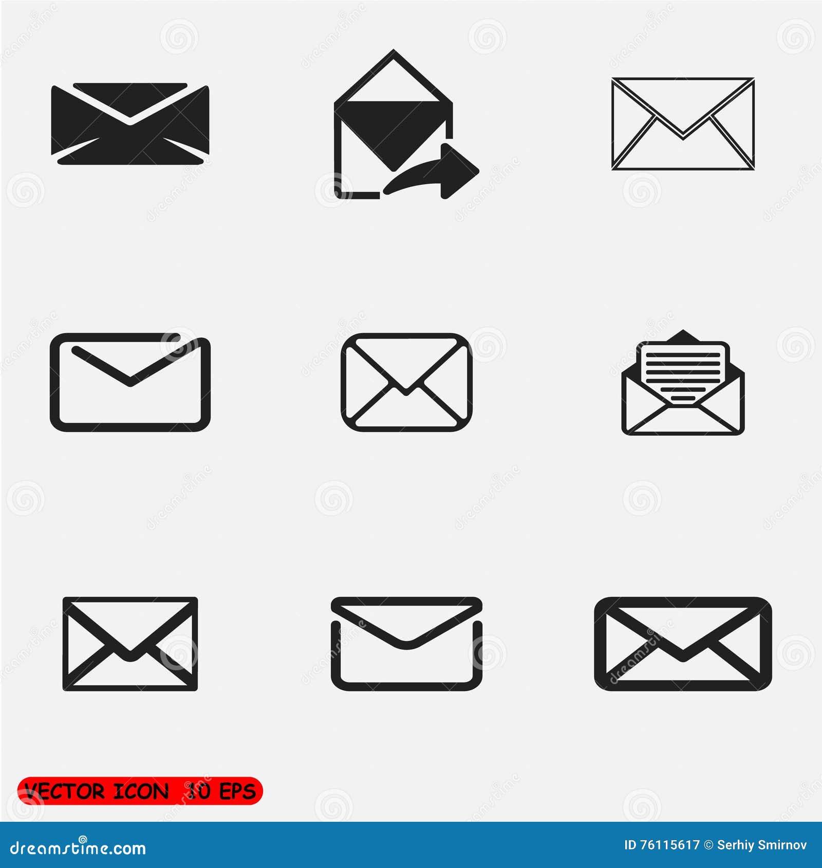 Set of icons for messages stock vector. Illustration of arrow - 76115617