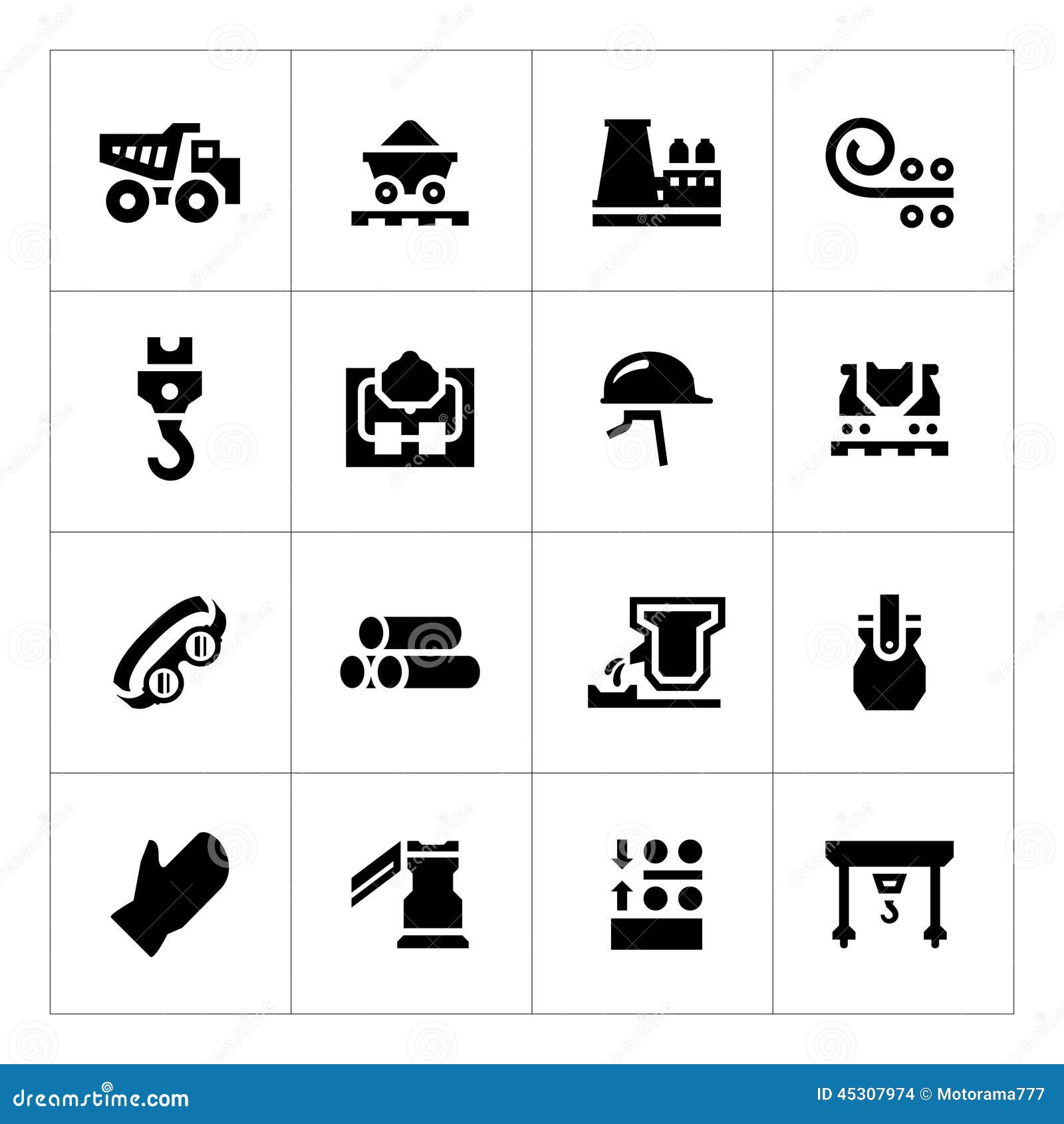 Set icons of metallurgy stock vector. Illustration of building - 45307974