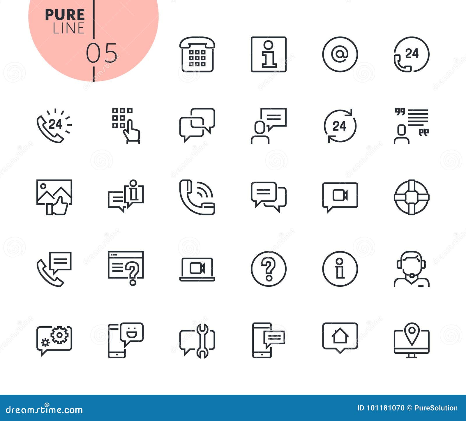 Set of Icons for Mobile Service and Communication Stock Vector ...