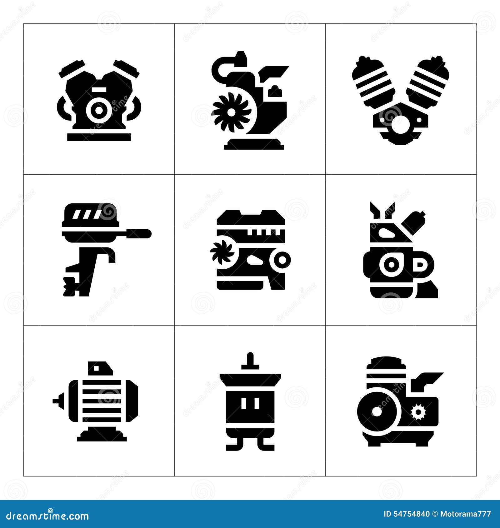 Set Icons of Motor and Engine Stock Vector - Illustration of motorbike ...