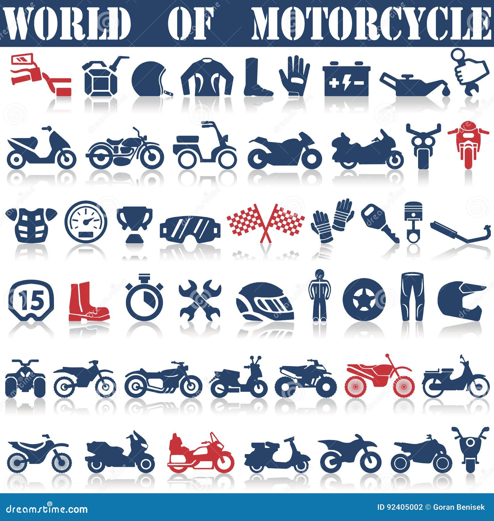 Set icons of motorcycle stock vector. Illustration of cogwheel - 92405002