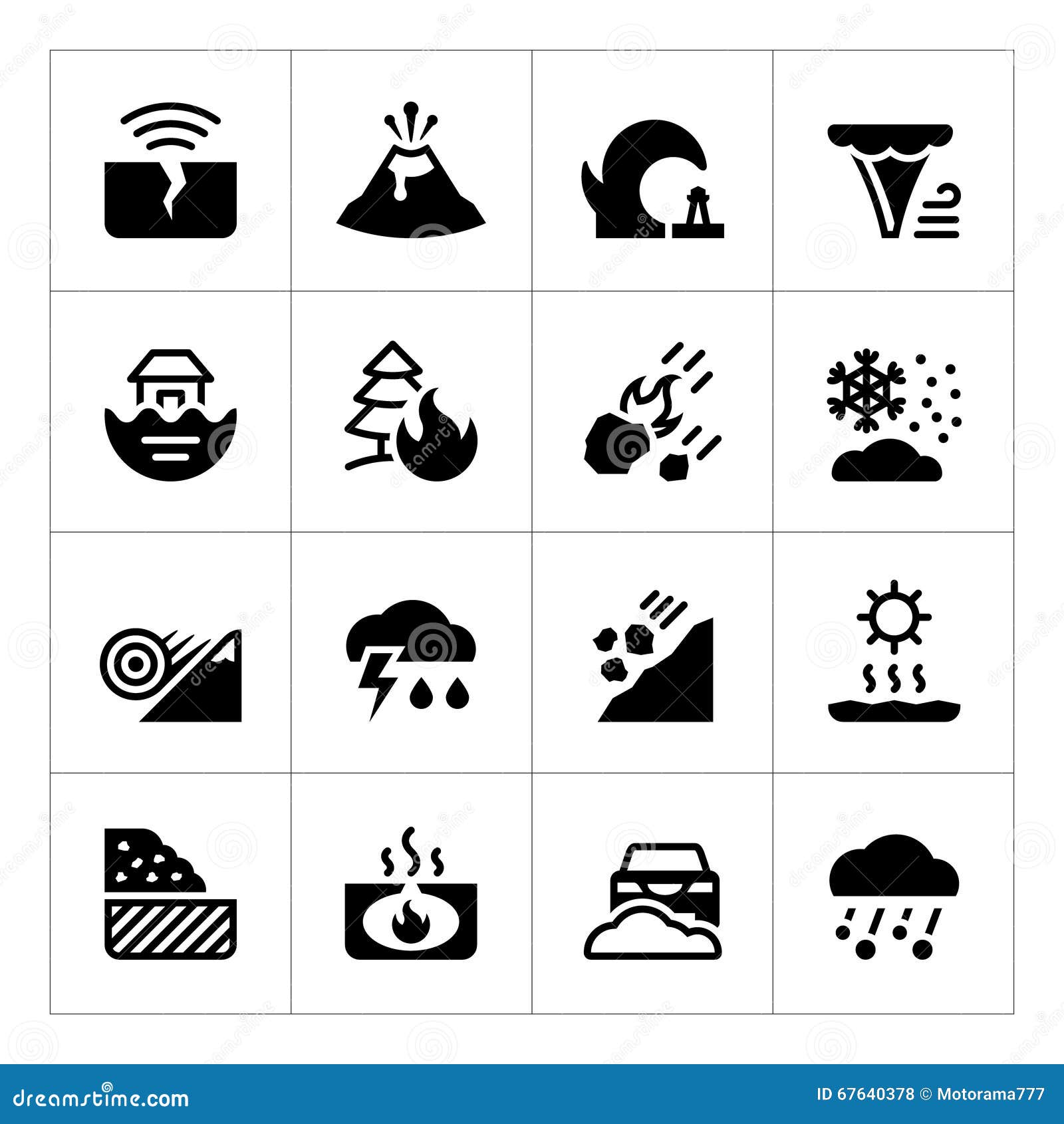Set Icons of Natural Disaster Stock Vector - Illustration of danger ...