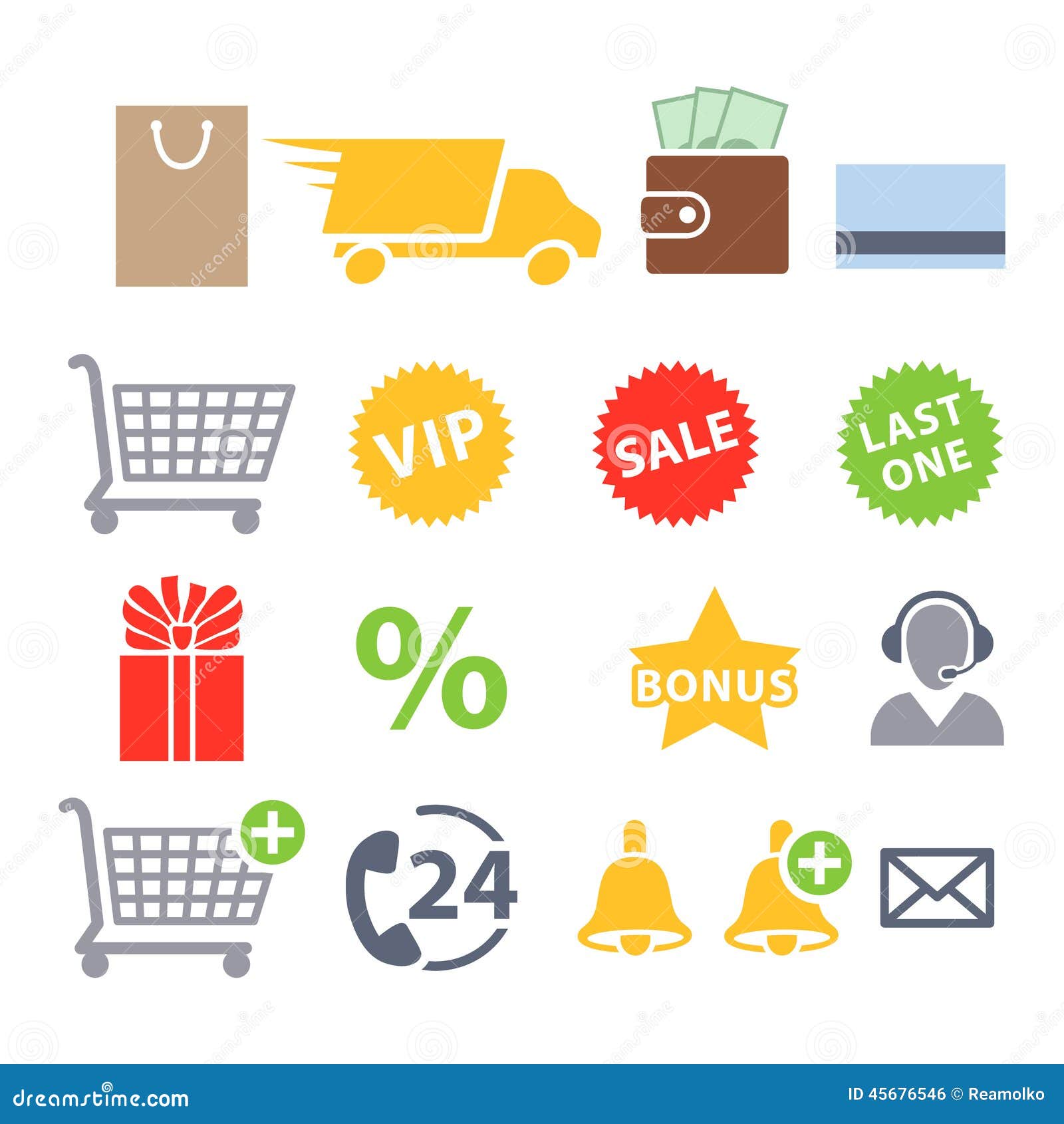 Set of Icons for Online Shopping. Stock Vector - Illustration of ...
