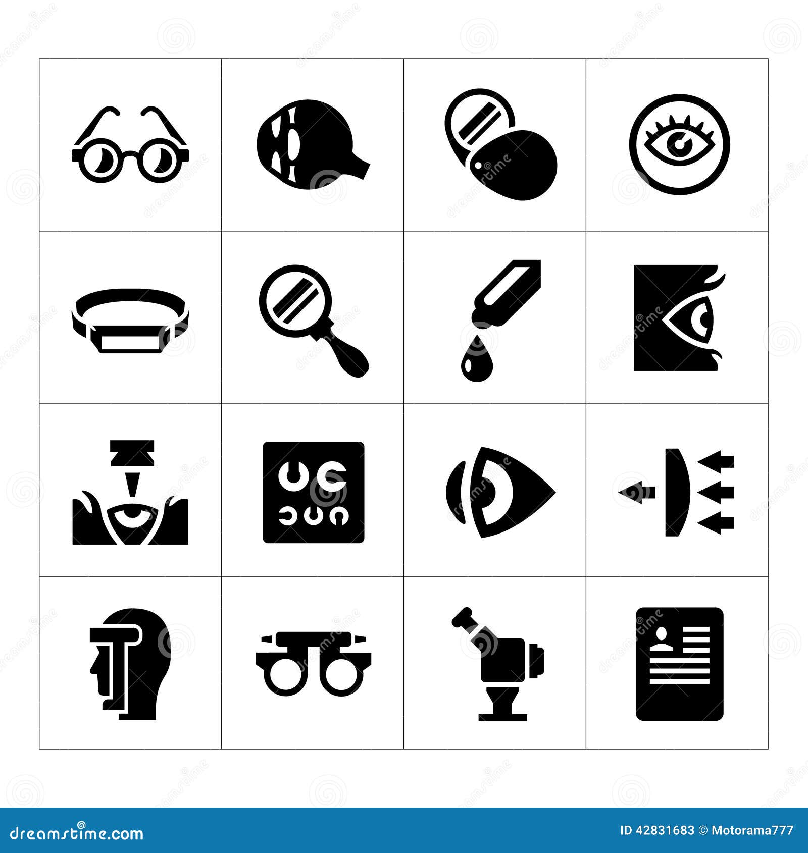 Set Icons of Ophthalmology and Optometry Stock Vector - Illustration of ...