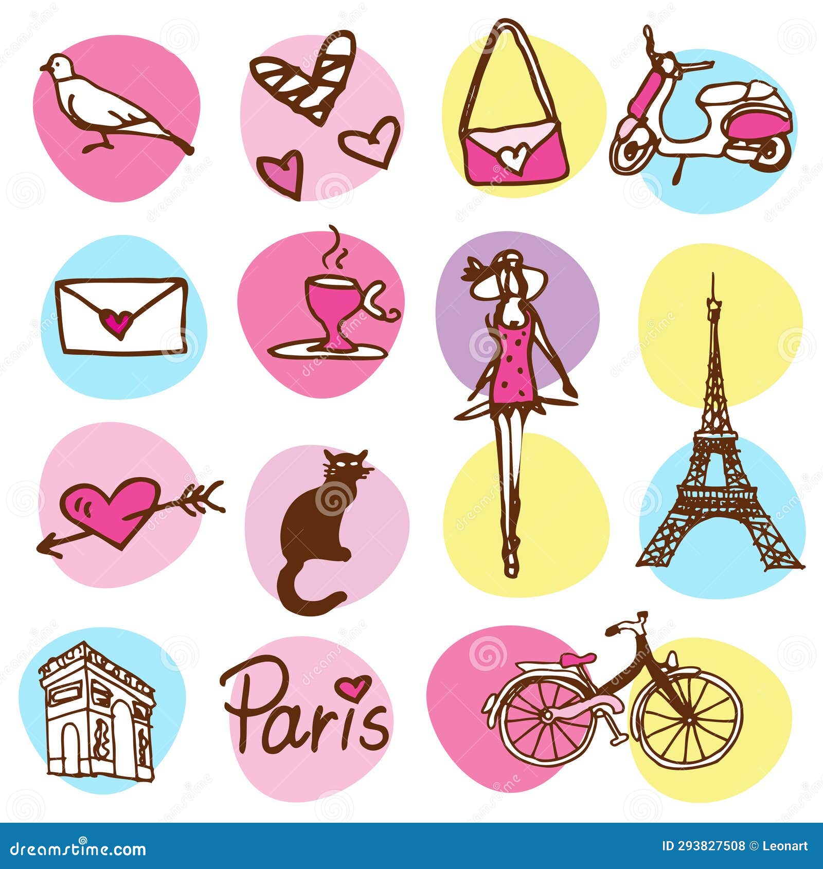 Set of Icons. Paris Theme. Labels, Stickers Stock Vector - Illustration ...