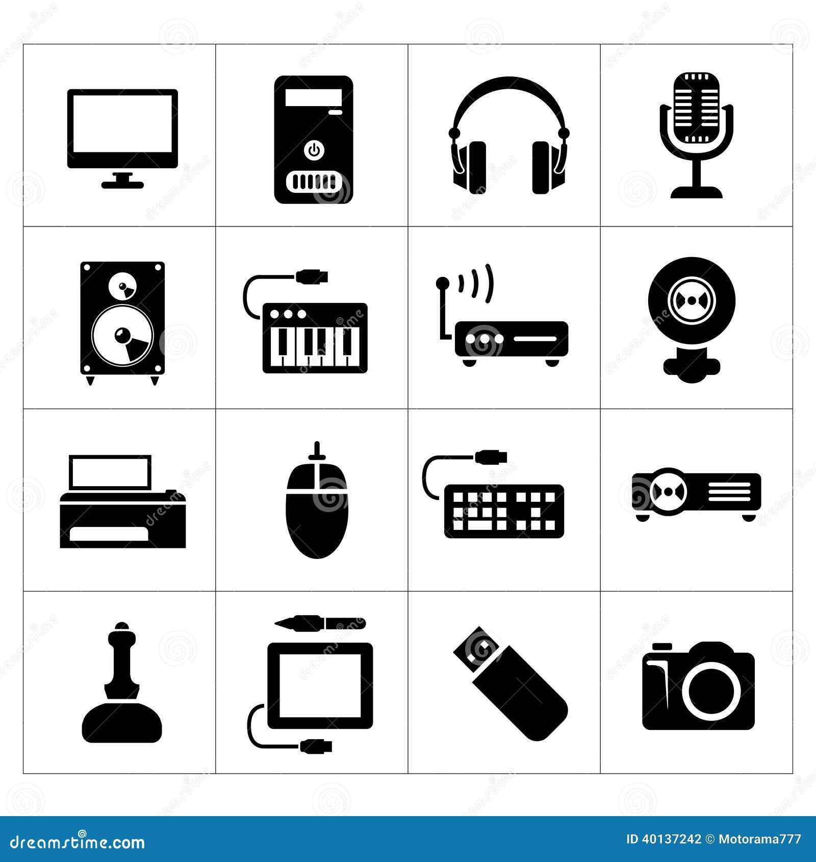 Set Icons of PC and Electronic Devices Stock Vector - Illustration of ...