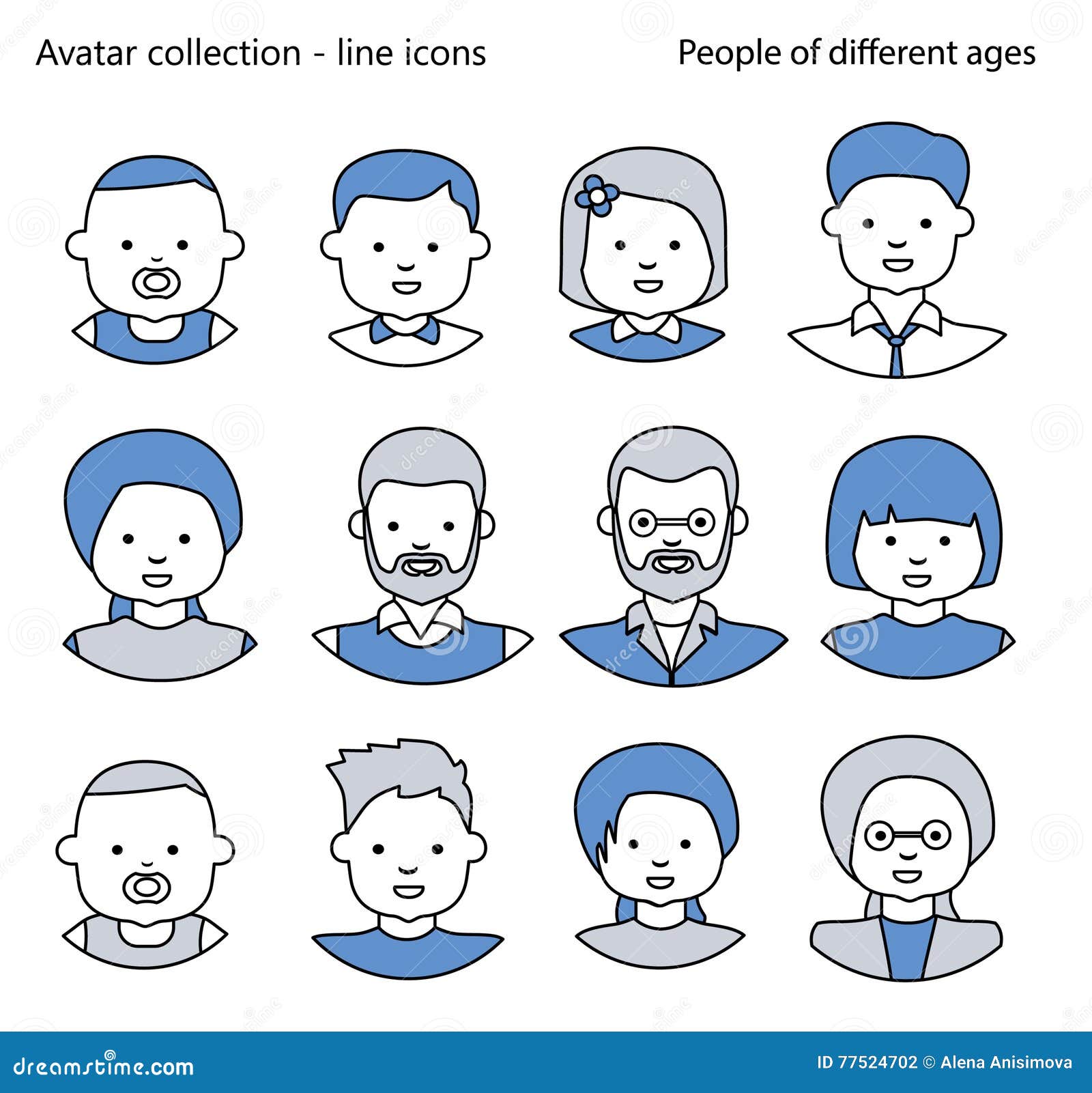 Set of Icons People Avatars for Profile Page, Social Network, Social ... Set of Icons People Avatars for Profile Page, Social Network, Social ...