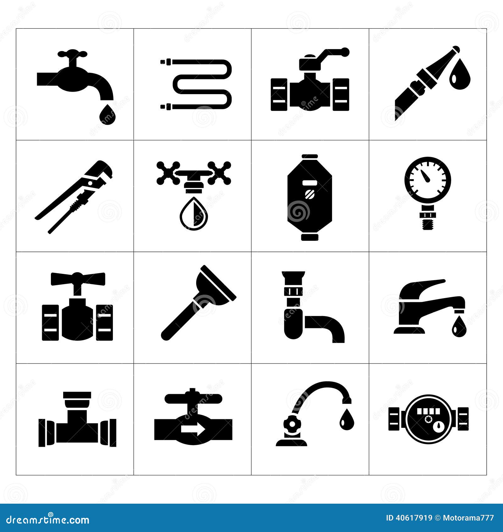 Set icons of plumbing stock vector. Illustration of service - 40617919