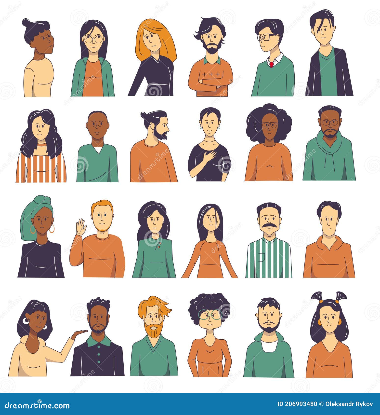 A Set of Icons, Portraits of Different People Stock Vector ...